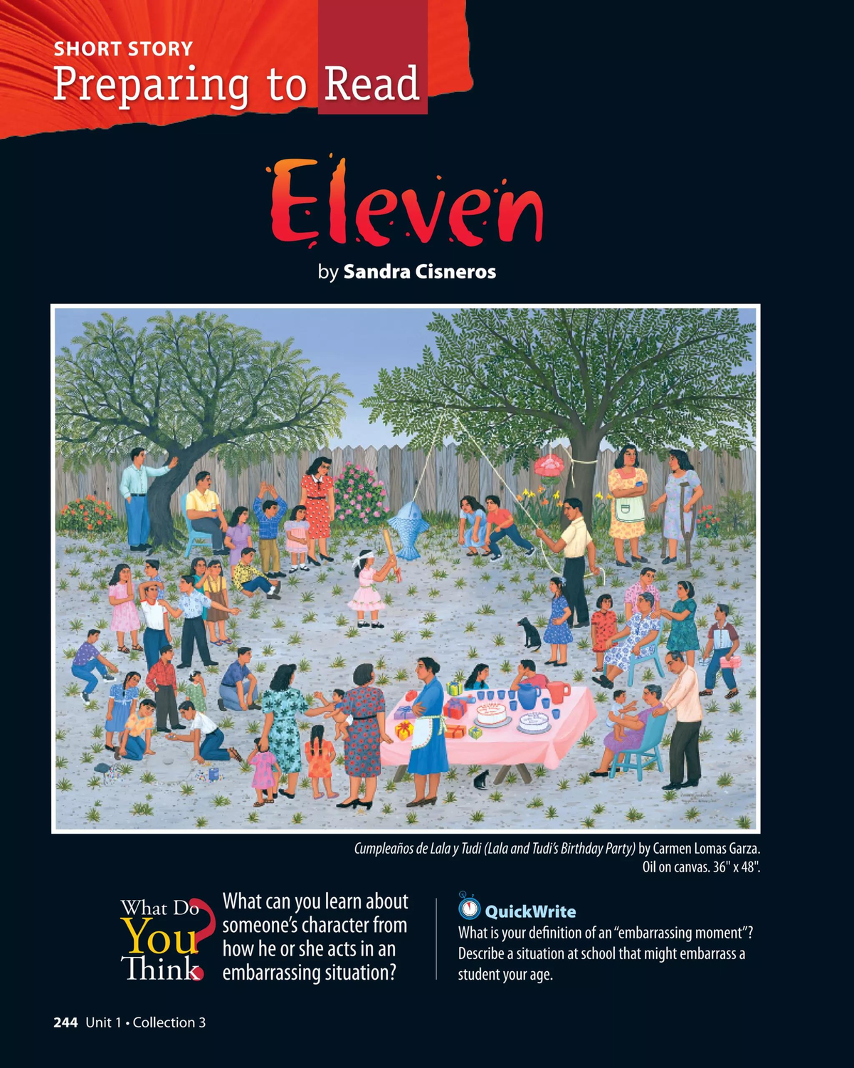 Eleven by Sandra Cisneros - Oil on canvas. X What Do What can you learn ...
