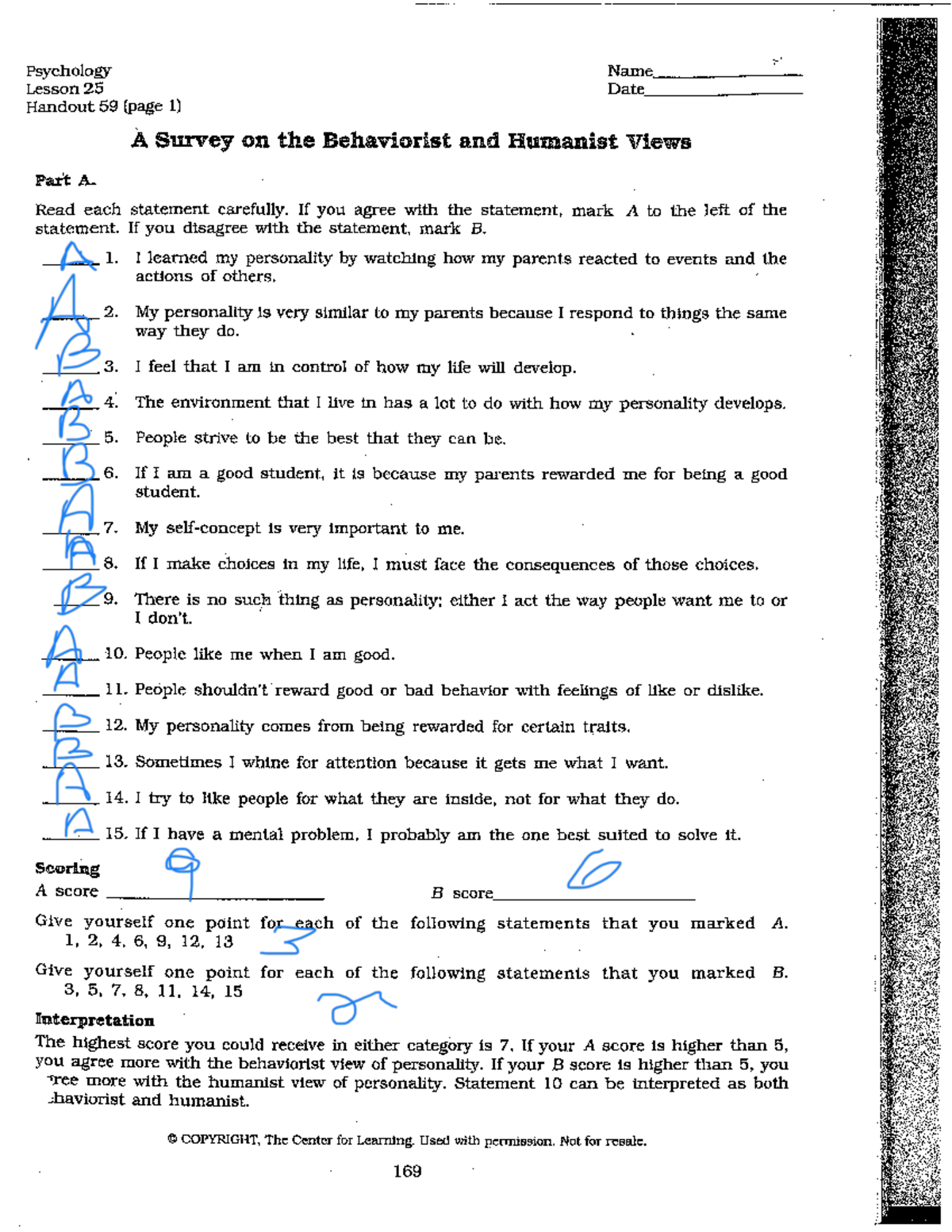 Behaviorist vs - Behavioral history chart. - Studocu