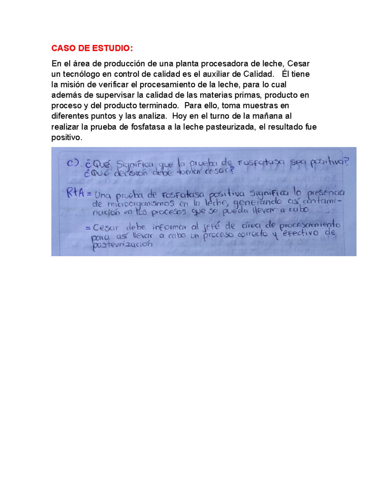 Caso de Estudio pruebas de verificacion fosfatasa, peroxidasa, TRAM ...