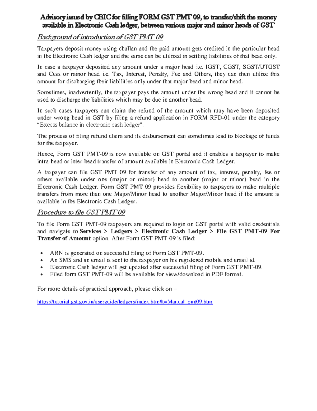 Advisory CBIC - Gst - Advisory issued by CBIC for filling FORM GST PMT ...