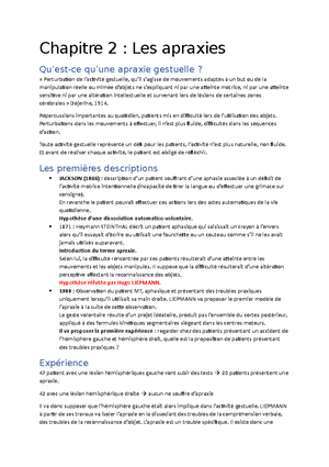 Chapitre 2 les apraxies - Chapitre 2 : Les apraxies Qu’est-ce qu’une ...
