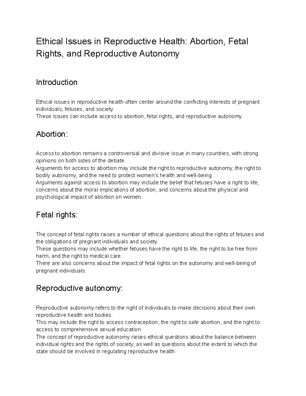 Reproductive Health Lecture 22 - Ethical Issues in Reproductive Health ...