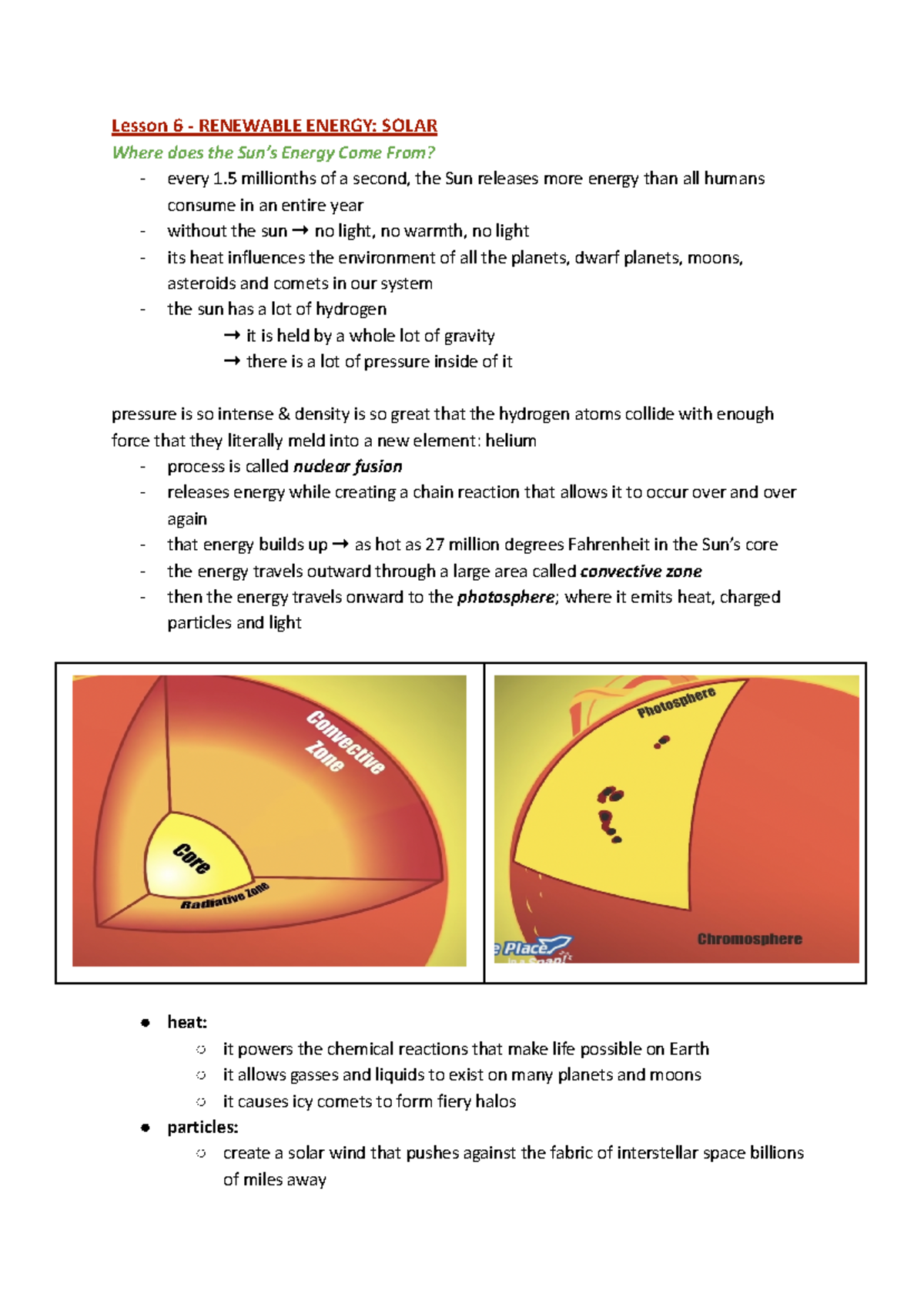 PHYS273 - lesson 6 notes - Lesson 6 - RENEWABLE ENERGY: SOLAR Where ...