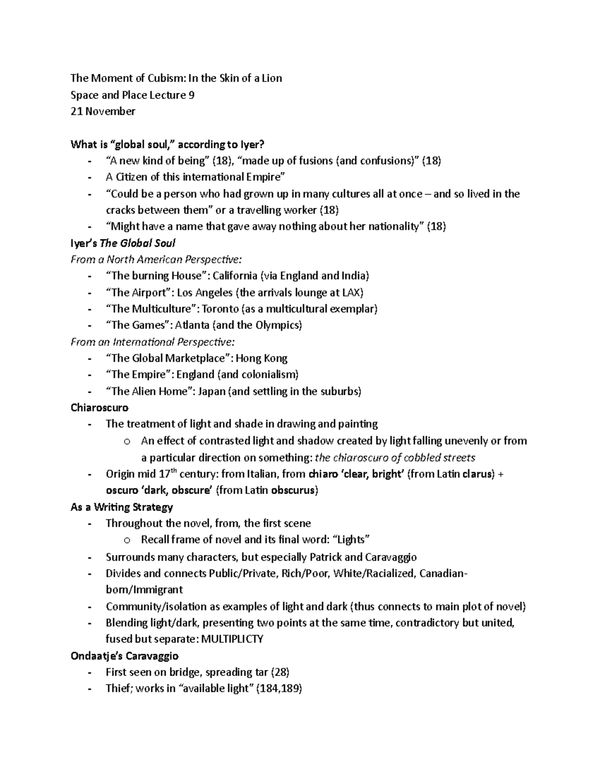 In the Skin of A Lion PII - Prof. Rob Winger - The Moment of Cubism: In ...