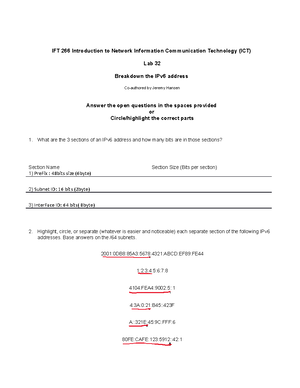 Lab 44 (Connecting multiple IPv6 networks) - IFT 266 Introduction to Network Information - Studocu