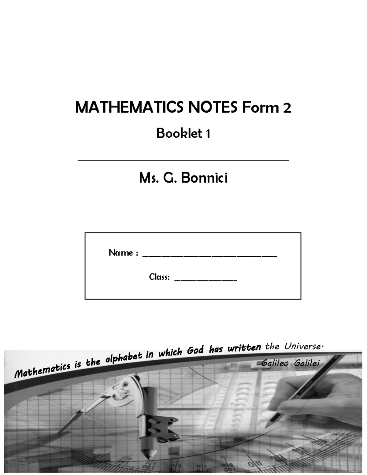 Mathsbklt 1f2-110grace - MATHEMATICS NOTES Form 2 Booklet 1 - Studocu