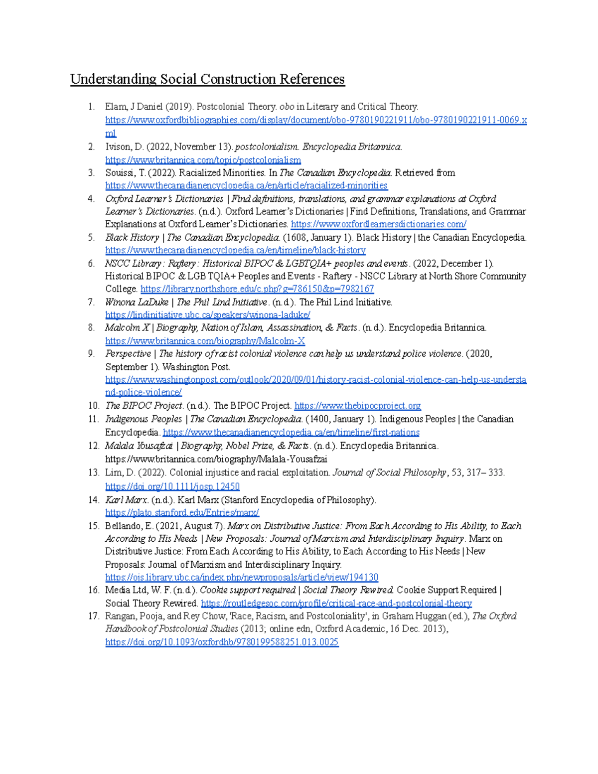 Understanding Social Construction References - Postcolonial Theory. obo ...