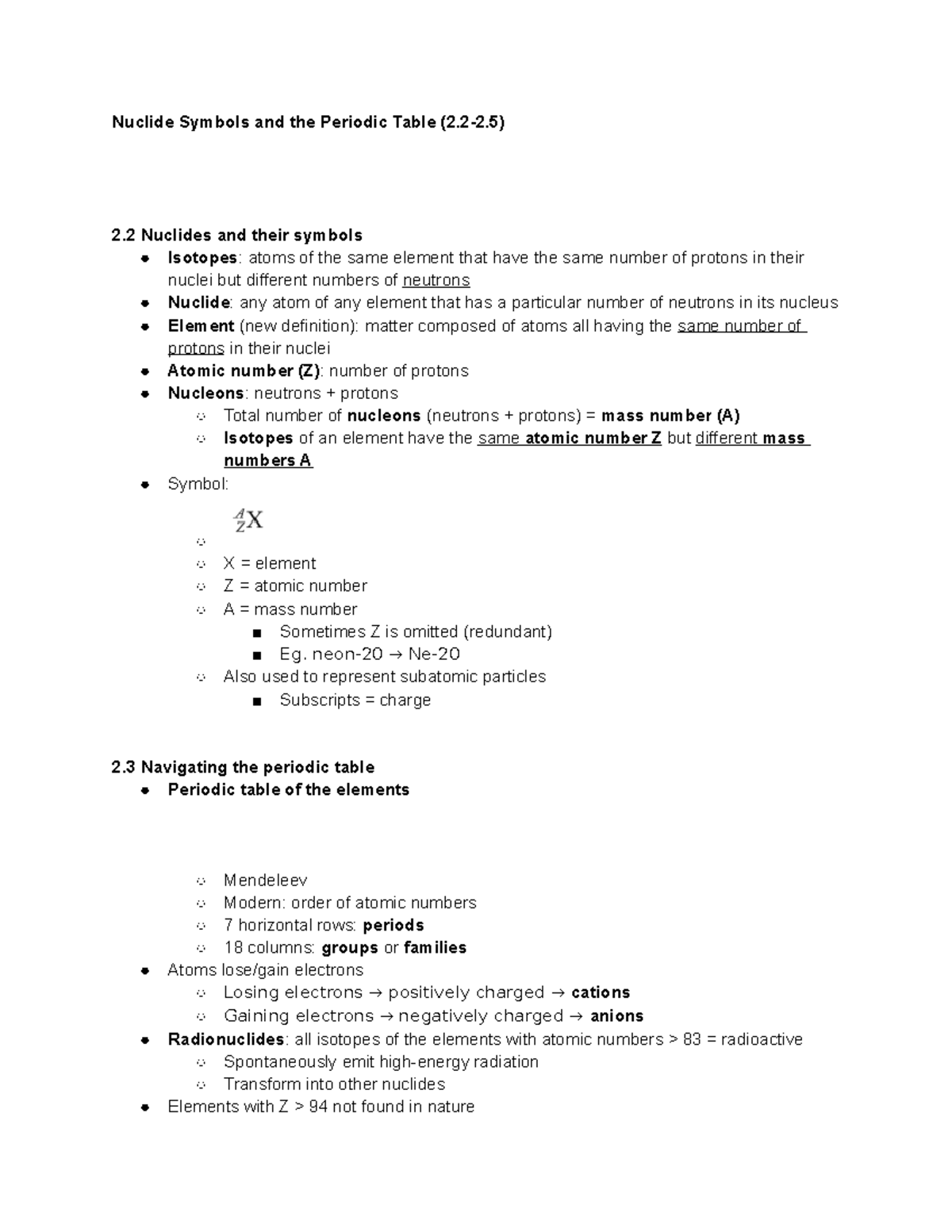 TB 2.2-2.5 Nuclide Symbols and the Periodic Table - Nuclide Symbols and ...