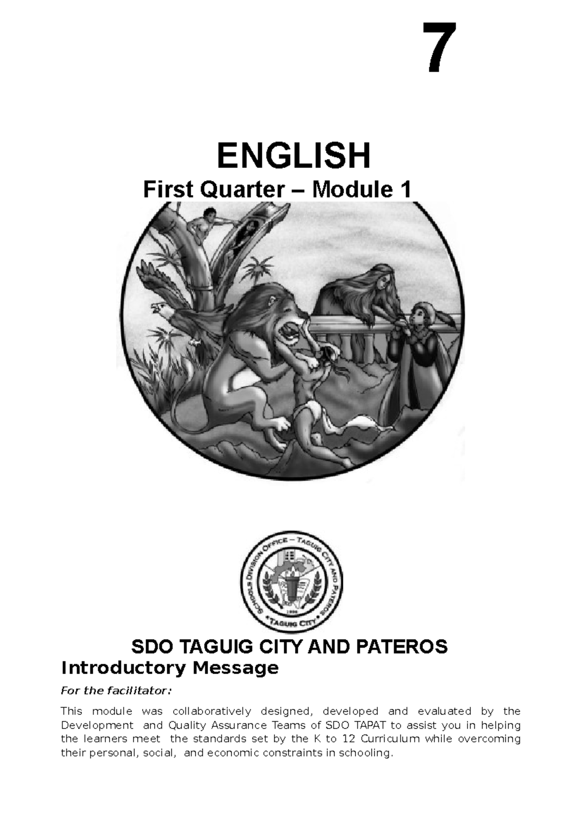 Enhanced Hybrid English 7 Q1 M1 - 7 ENGLISH First Quarter – Module 1 ...