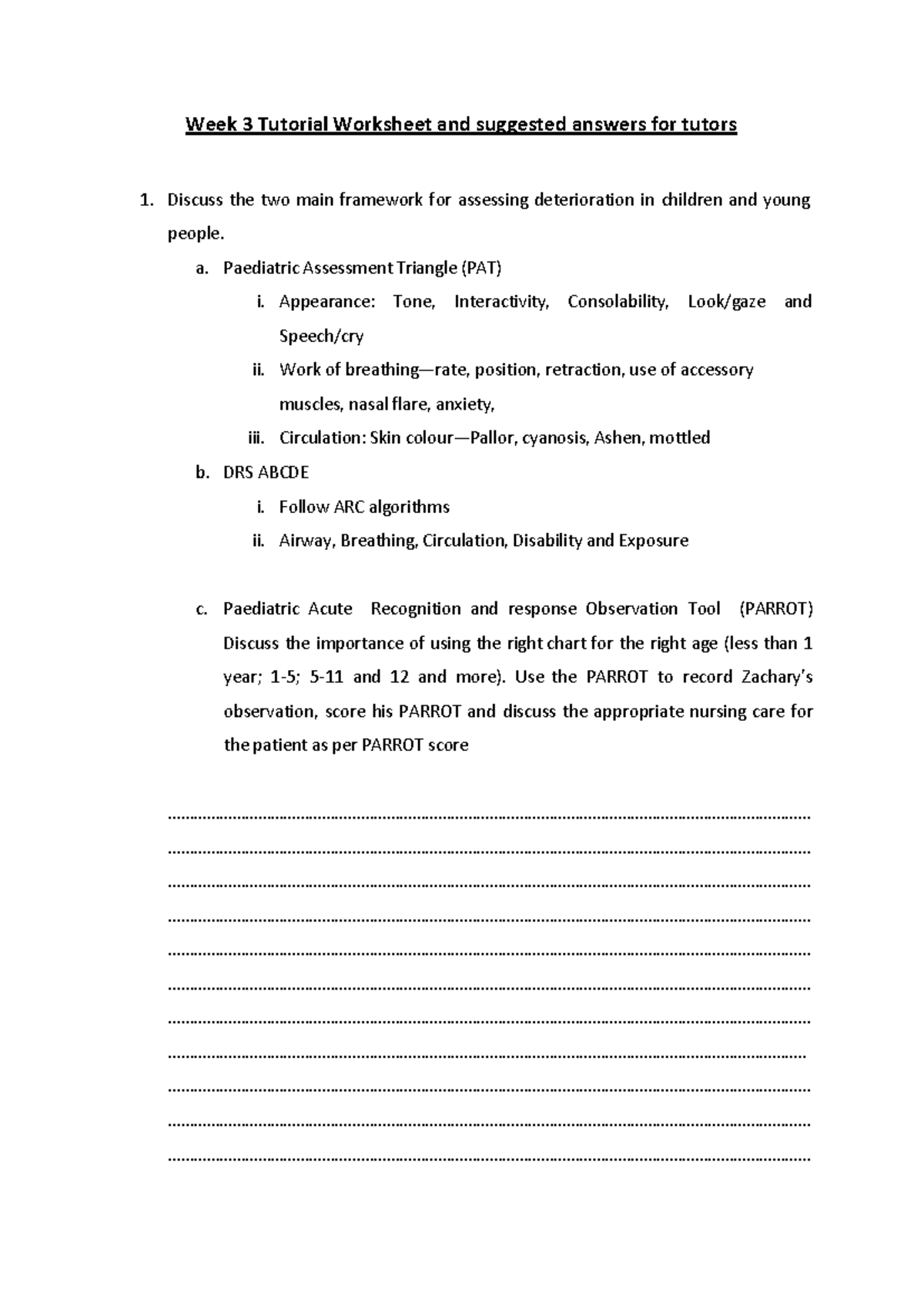 Week 3 Tutorial Worksheet With Sugegsted Answers Week 3 Tutorial Worksheet And Suggested