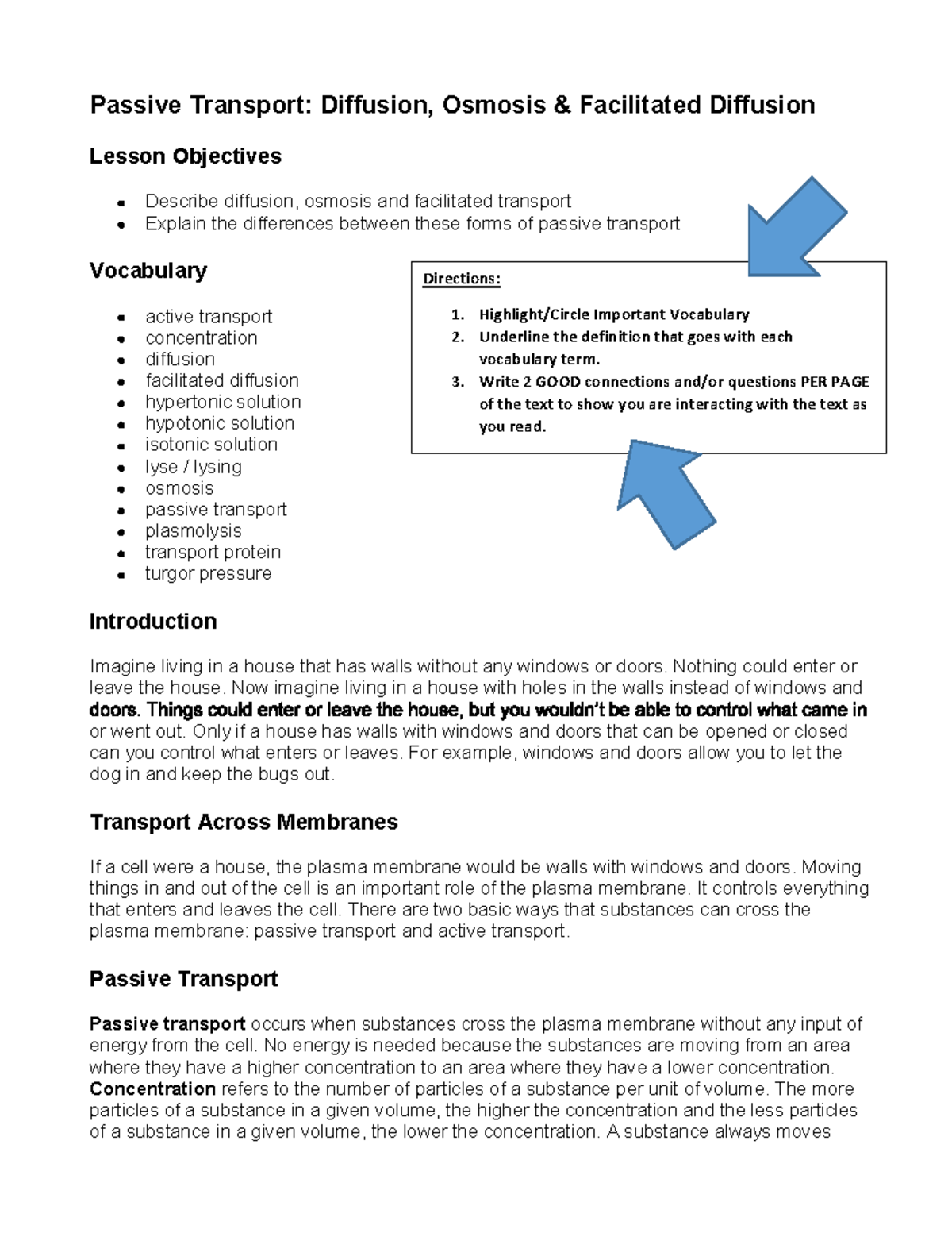 Active read - plasma membrane - Passive Transport: Diffusion, Osmosis ...