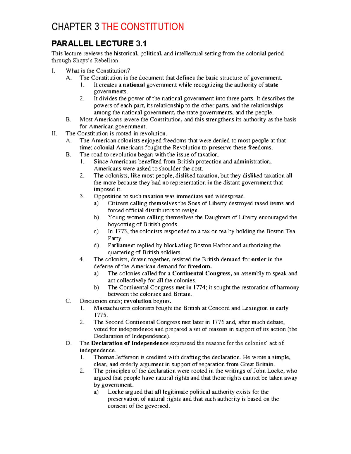 Ch03 The Constitution - science politique - CHAPTER 3 THE CONSTITUTION ...