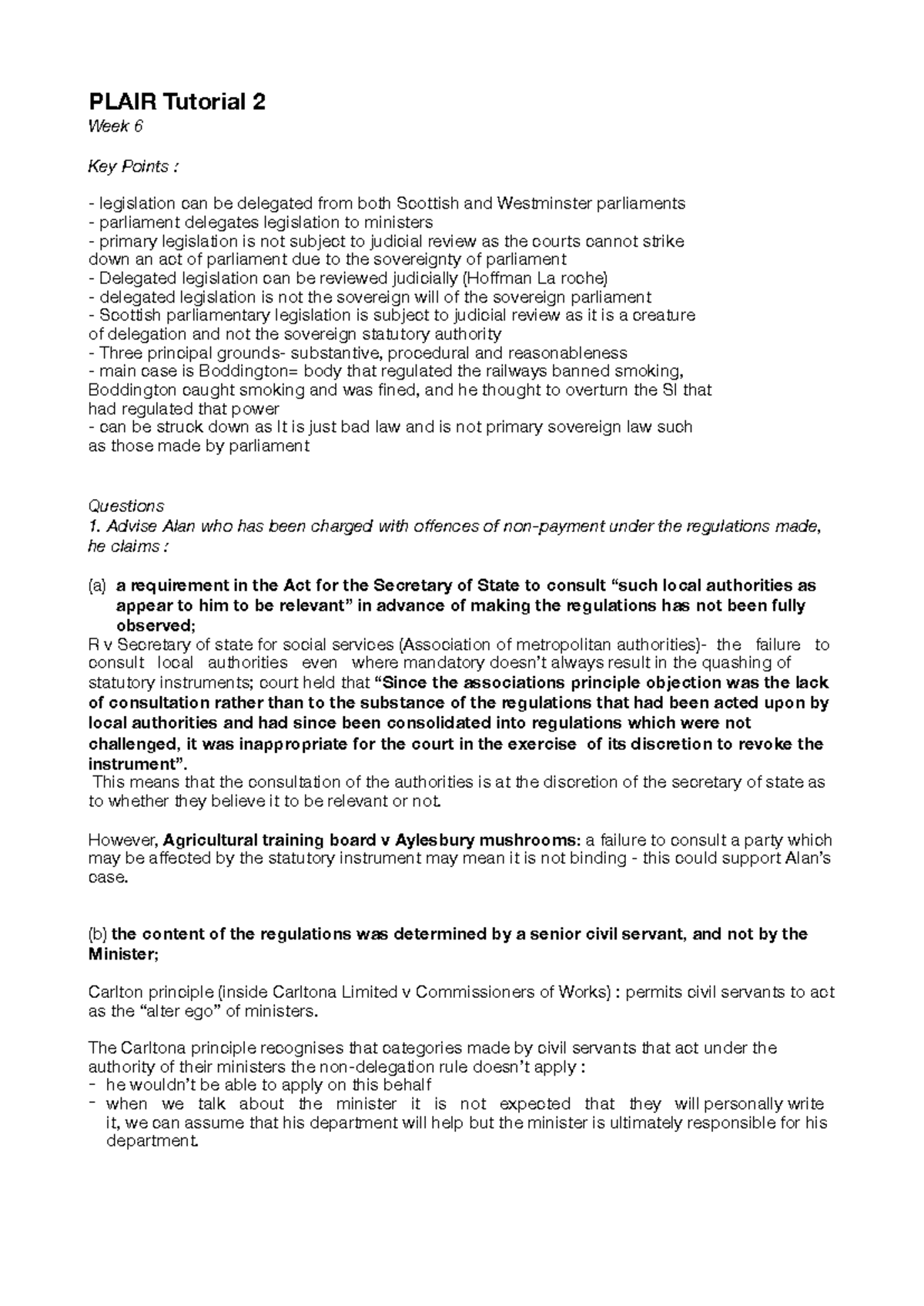 Plair Tutorial 2 copy pdf - PLAIR Tutorial 2 Week 6 Key Points ...