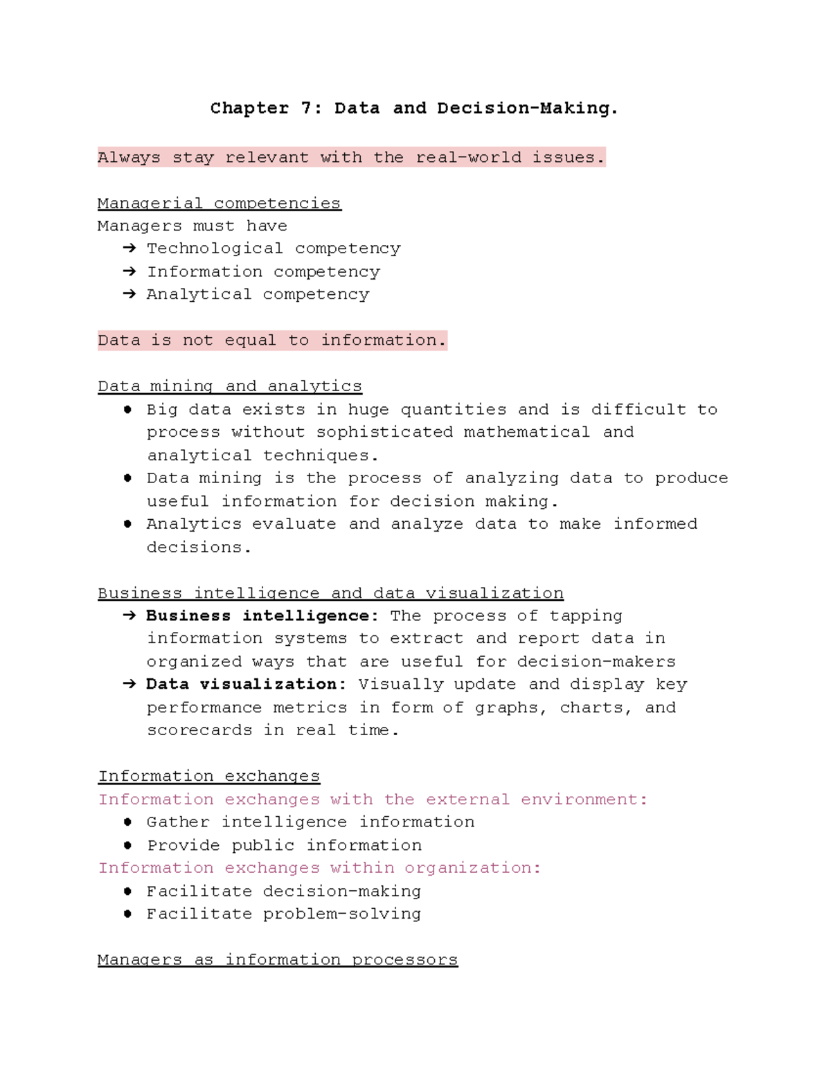 Chapter 7 Data and Decision-Making - Chapter 7: Data and Decision-Making. Always stay relevant ...