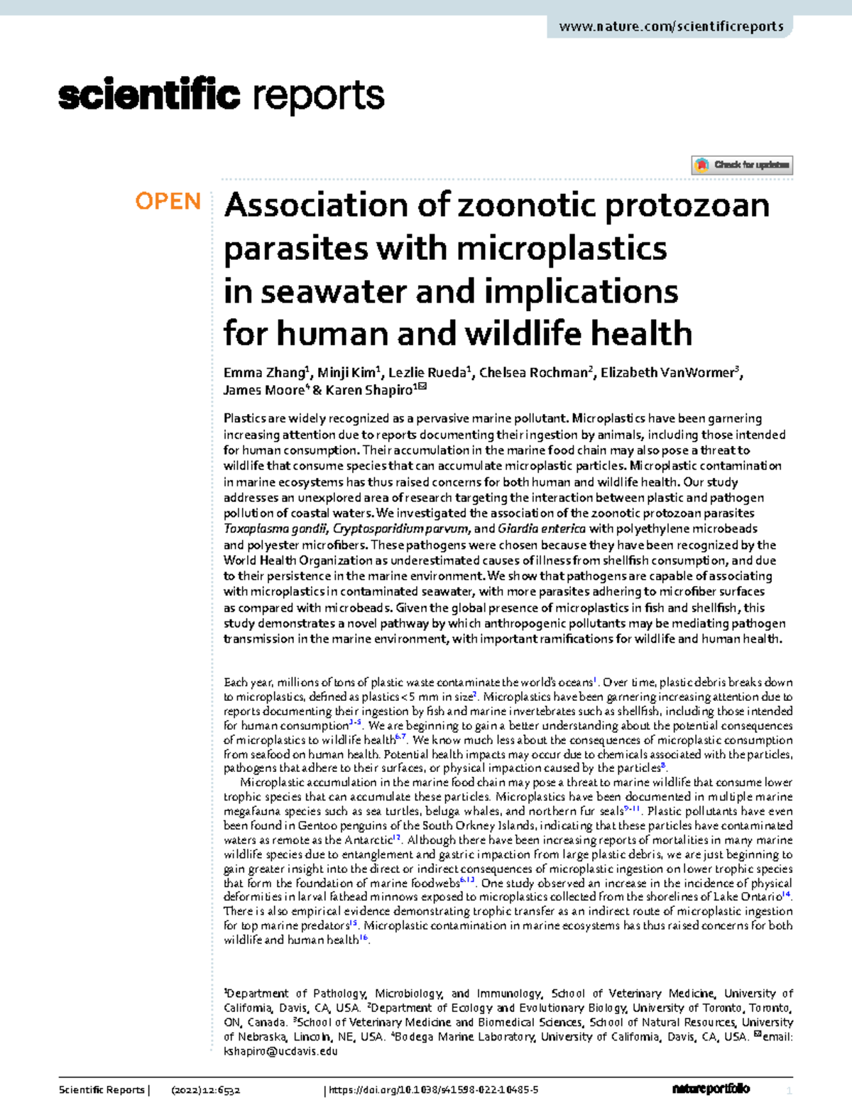 Association of zoonotic protozoan parasites with m - 1 o .:ȋͬͭͮͯ ...