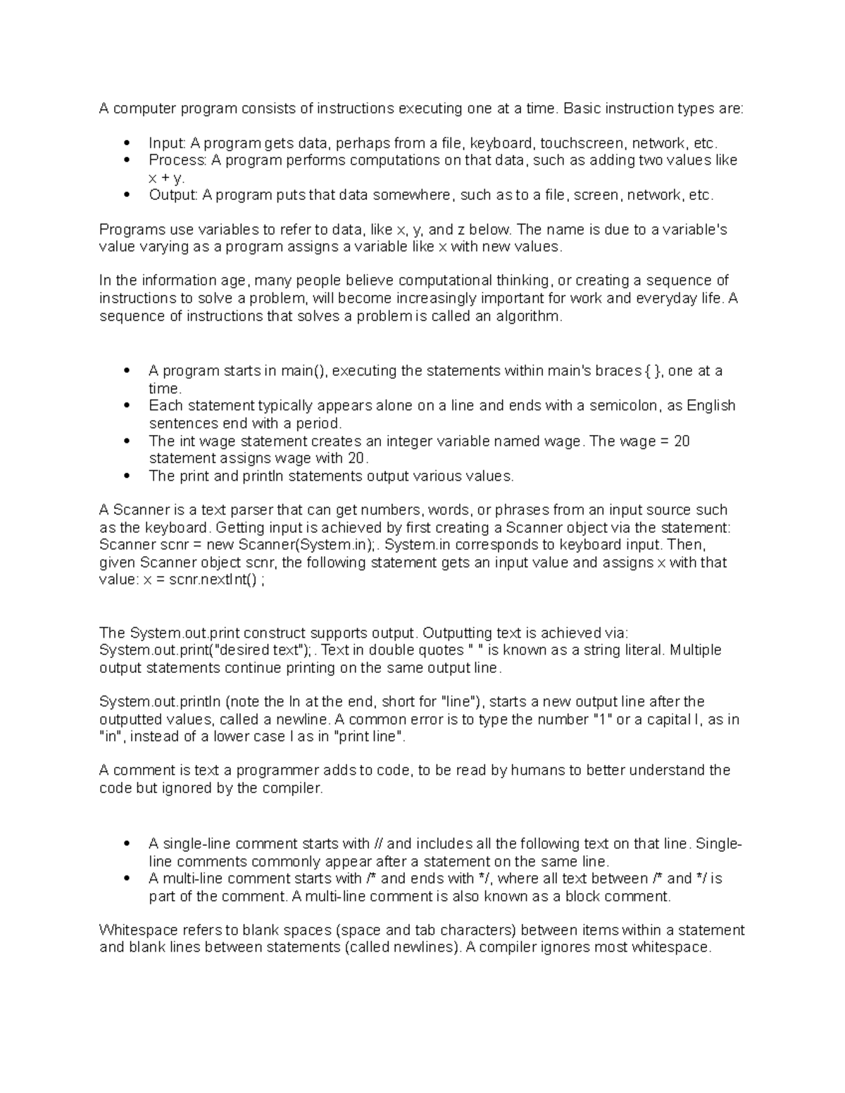 Mod1 Reading Notes - A computer program consists of instructions ...