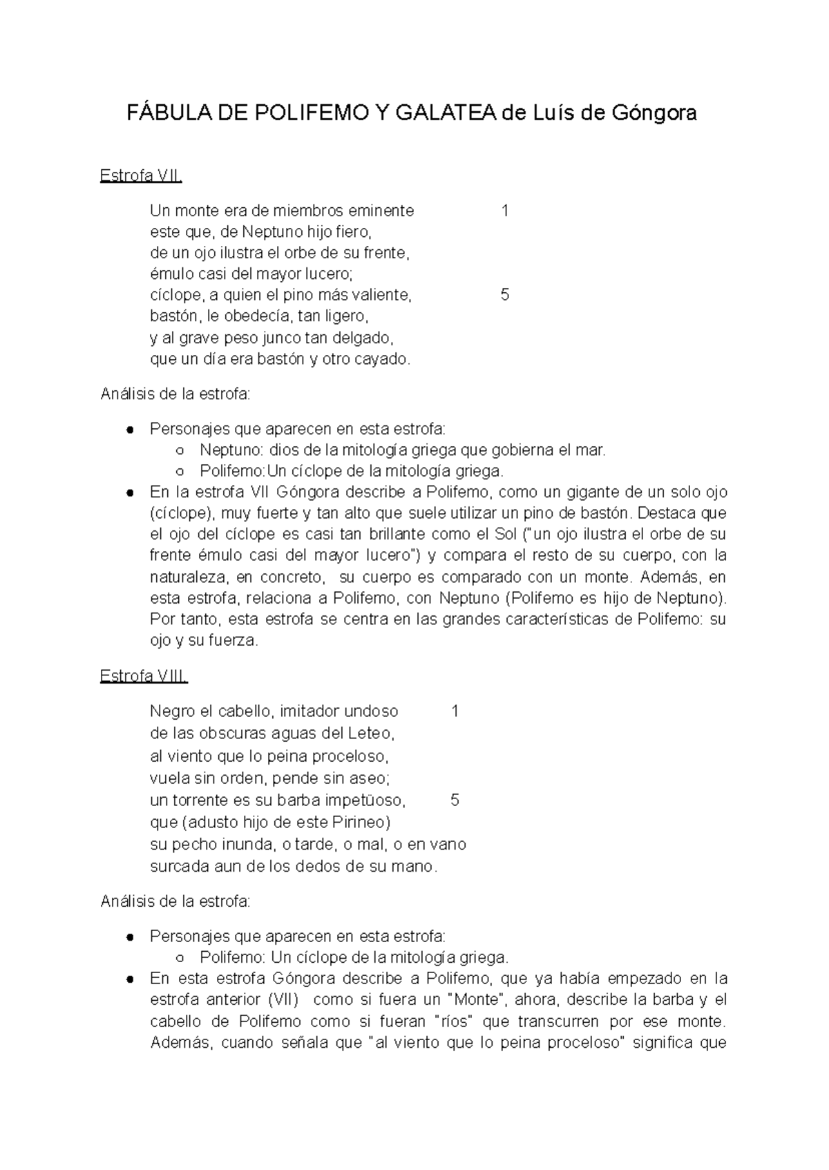Fábula DE Polifemo Y Galatea - FÁBULA DE POLIFEMO Y GALATEA de Luís de ...