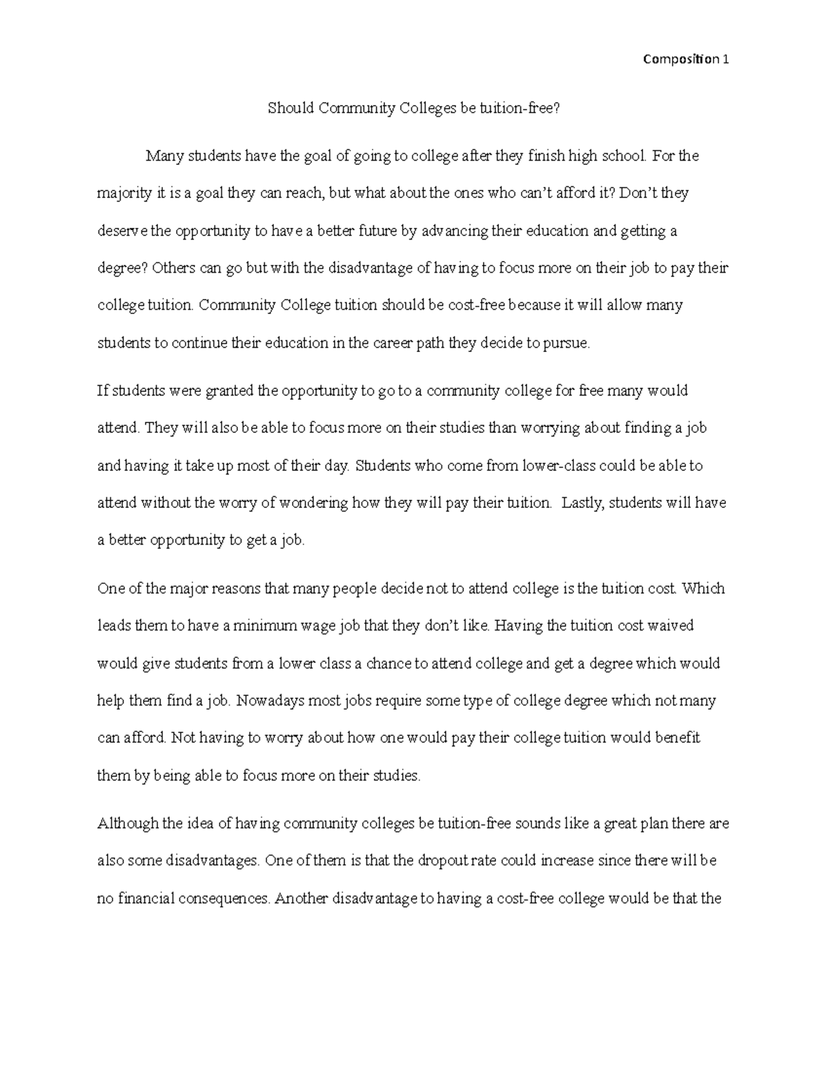 Composition 1 Signature Assignment Essay - Composition 1 Should ...