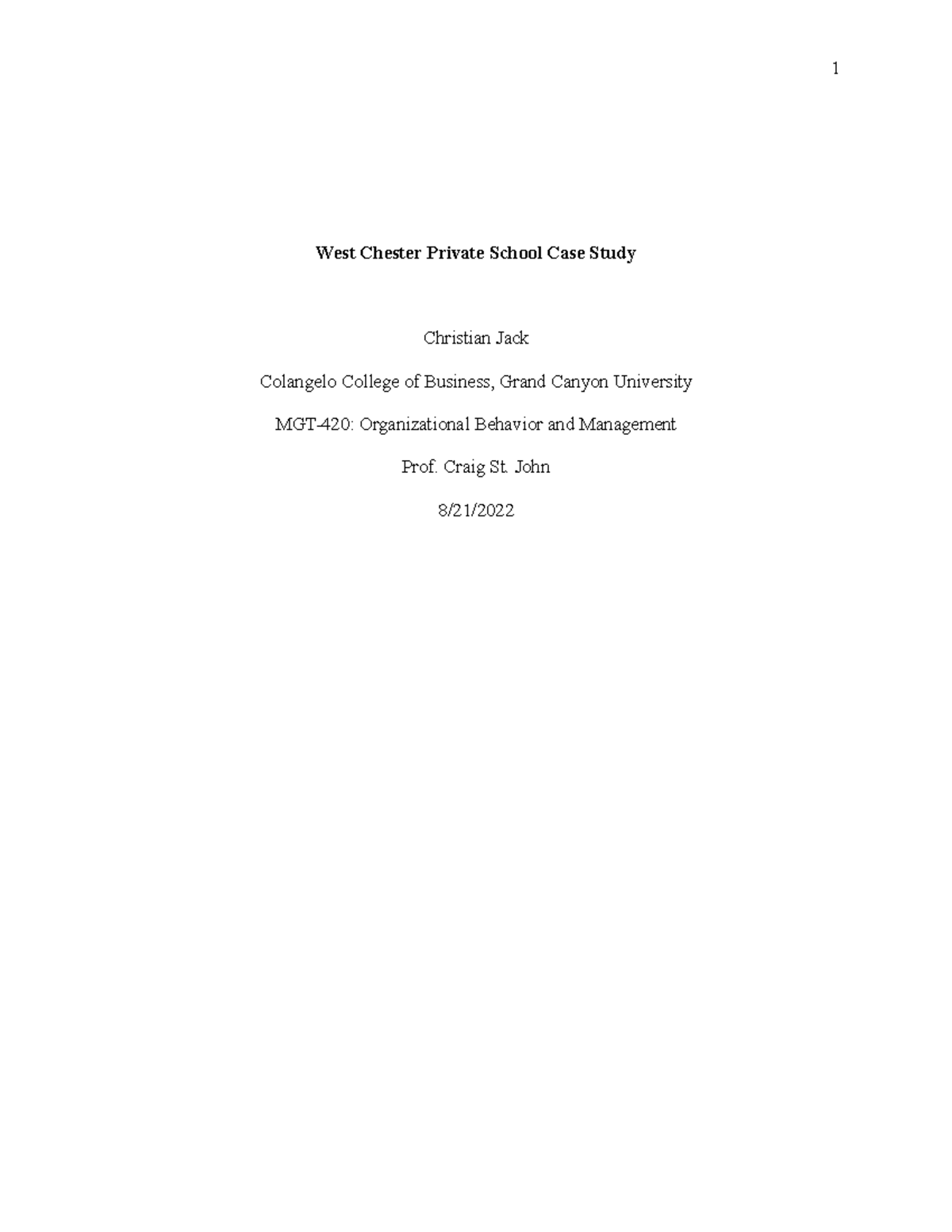 Benchmark-WCPS Christian Jack - West Chester Private School Case Study ...