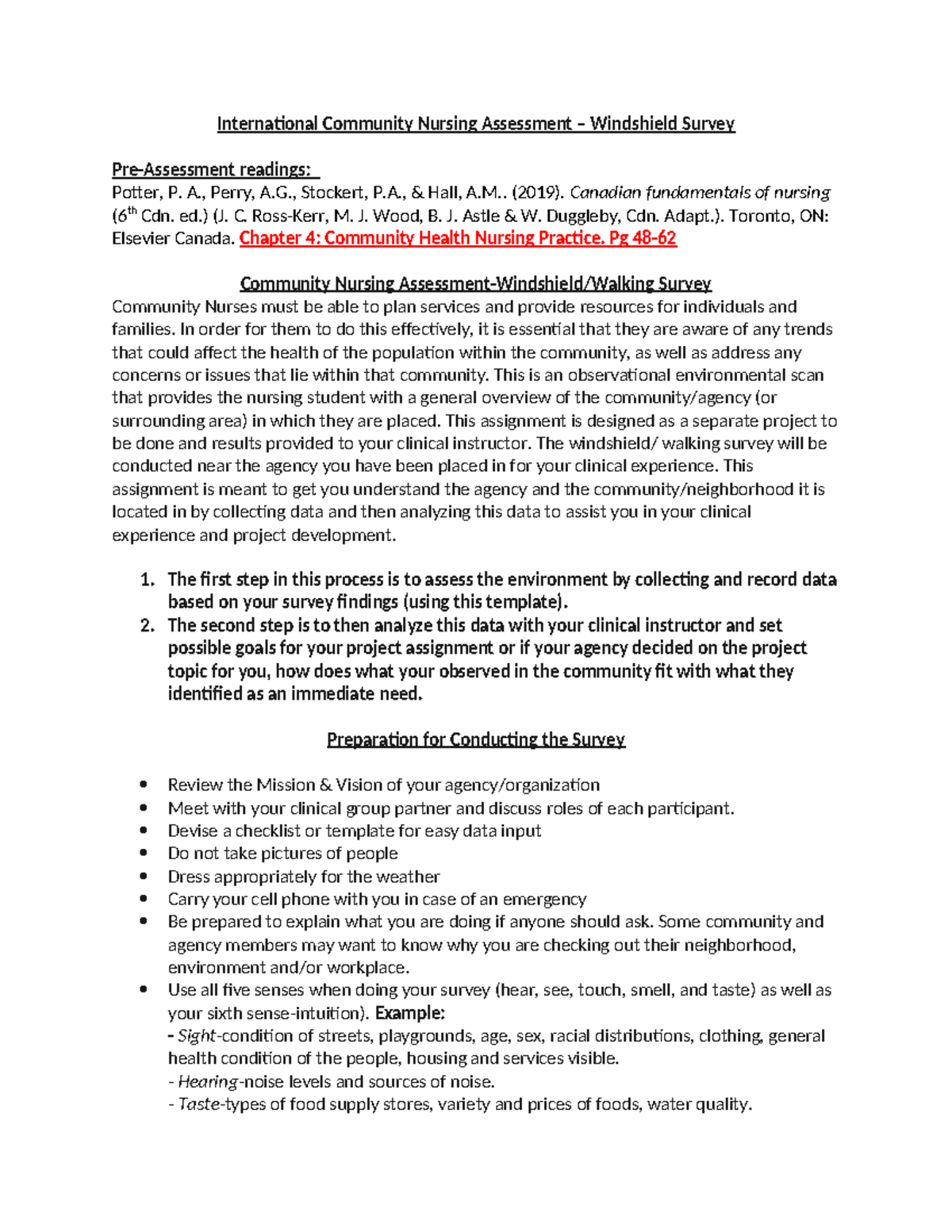 Nursing Assessment Windshield Survey - International Community Nursing ...