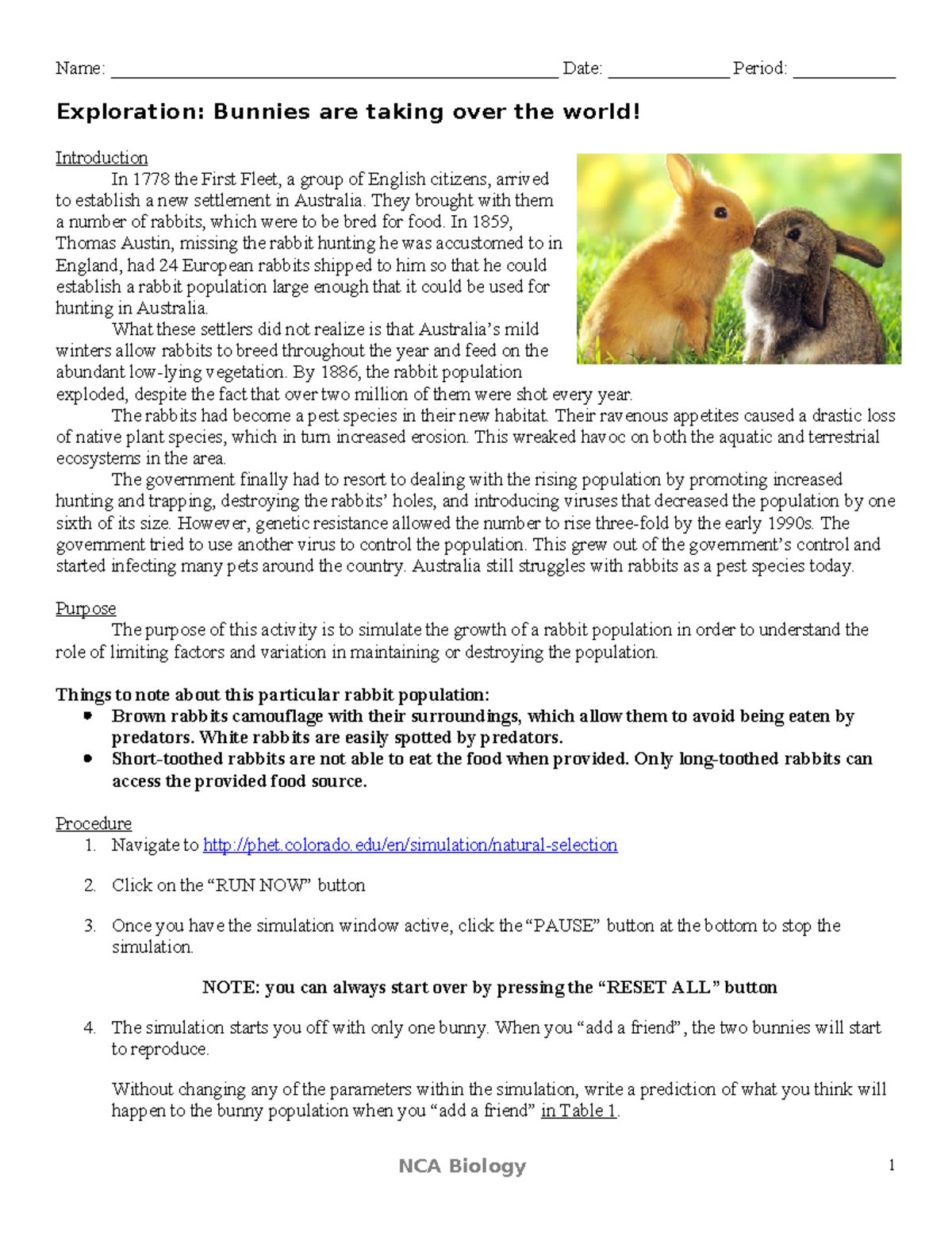 Natural Selectionand Adaptation Simulator-1 - Name