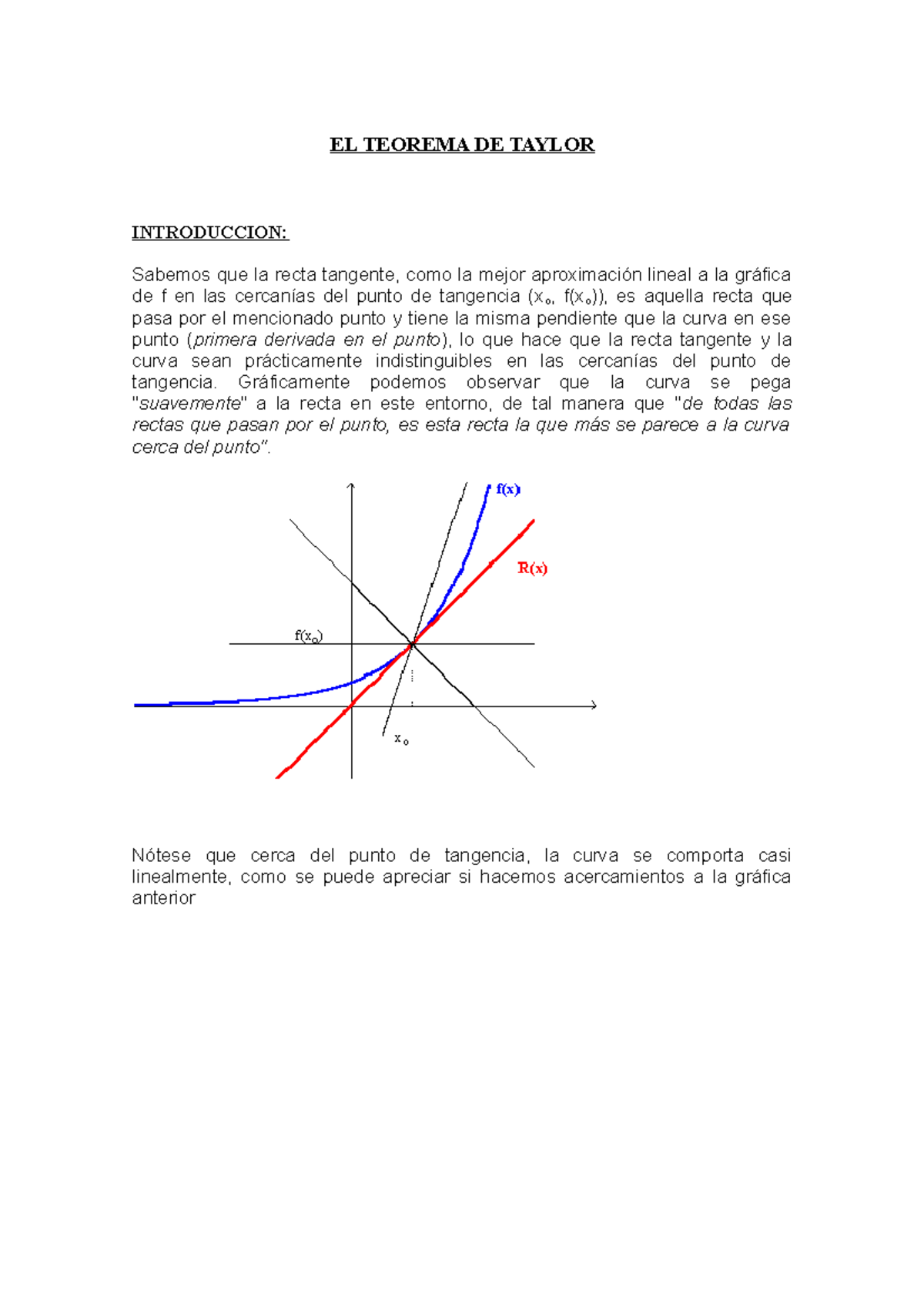 EL Teorema de Taylor y ejercicios - EL TEOREMA DE TAYLOR INTRODUCCION ...