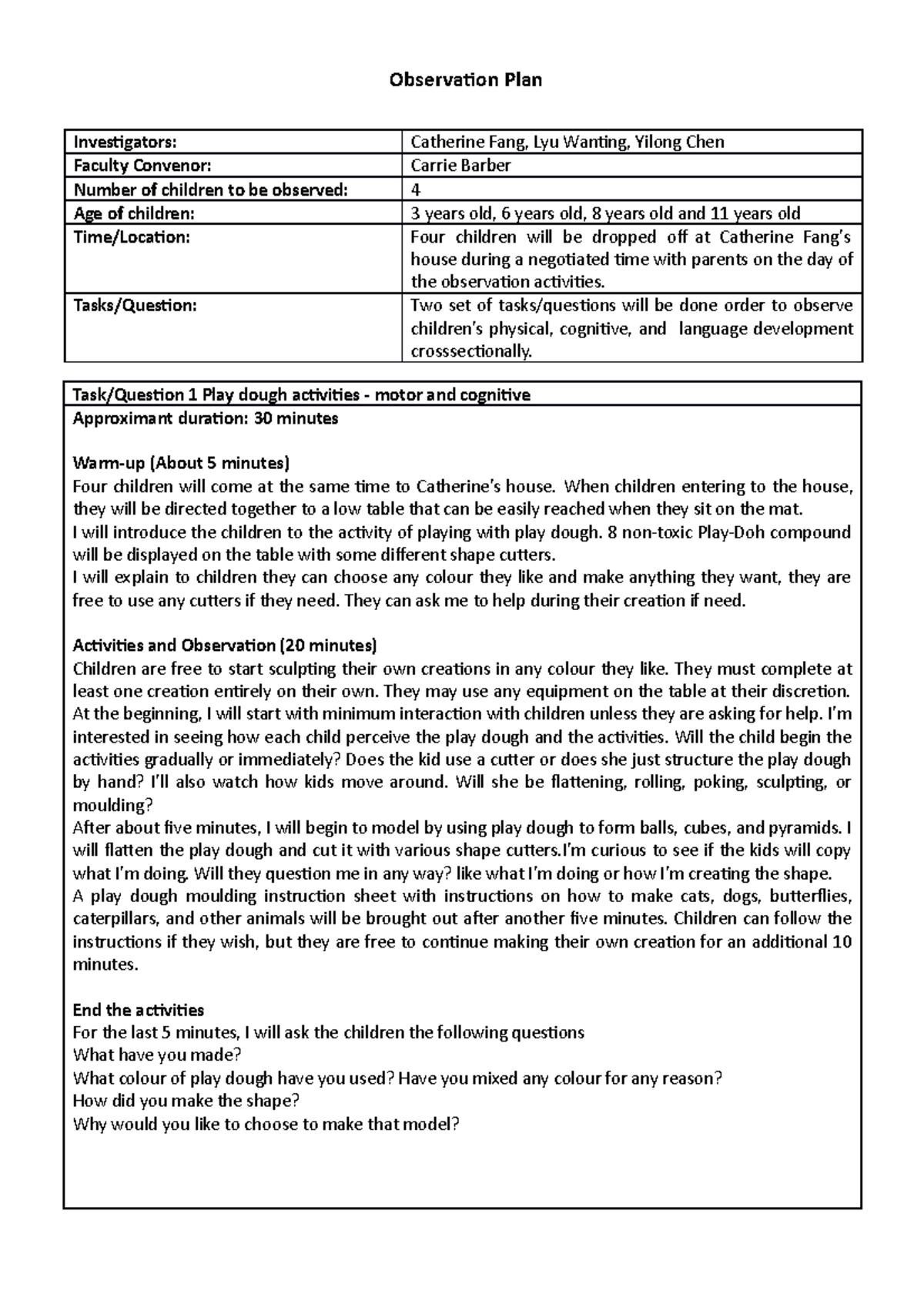 Observation Plan - Observation Plan Investigators: Catherine Fang, Lyu ...