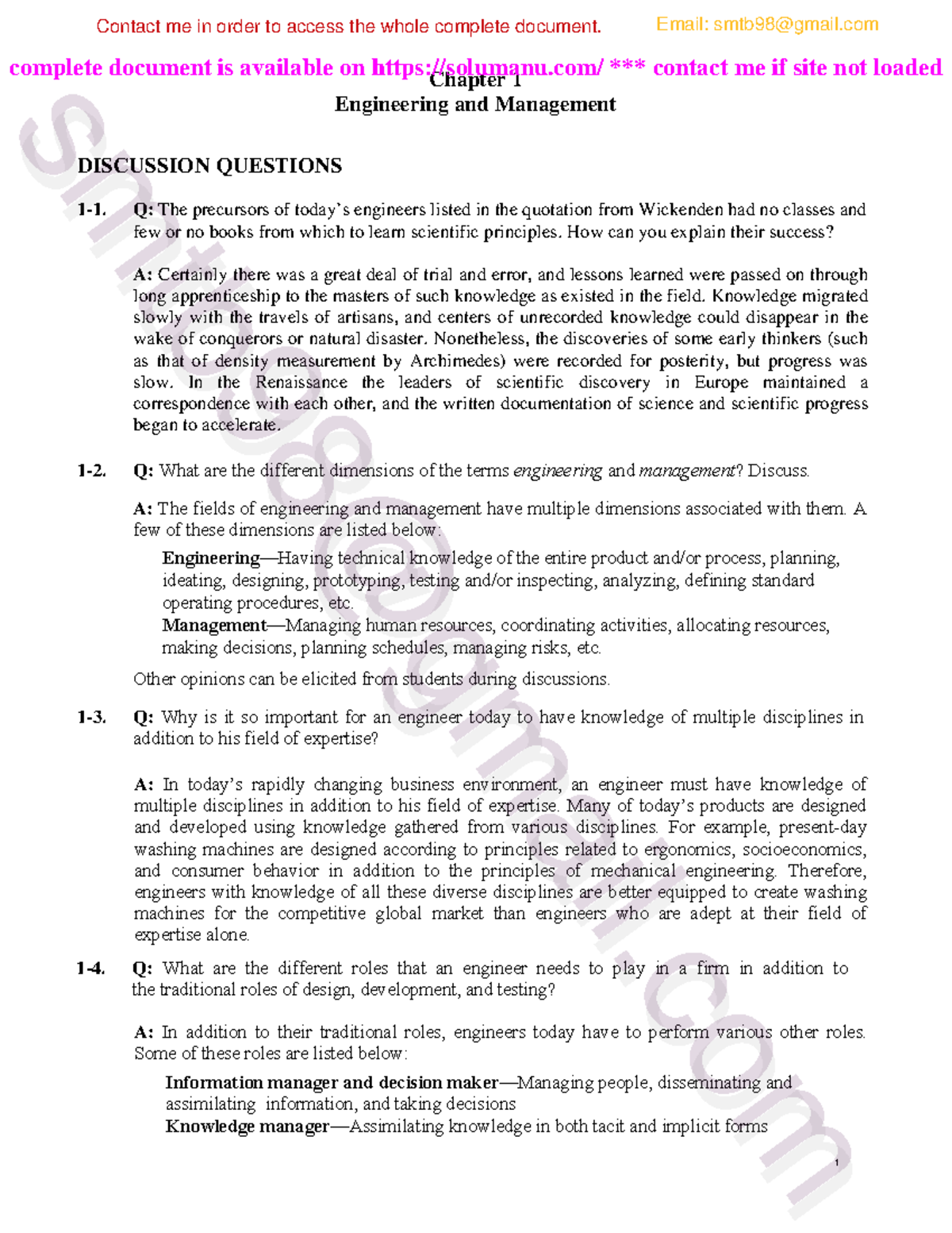 Solution Manual for Managing Engineering and Technology 6th Edition by ...