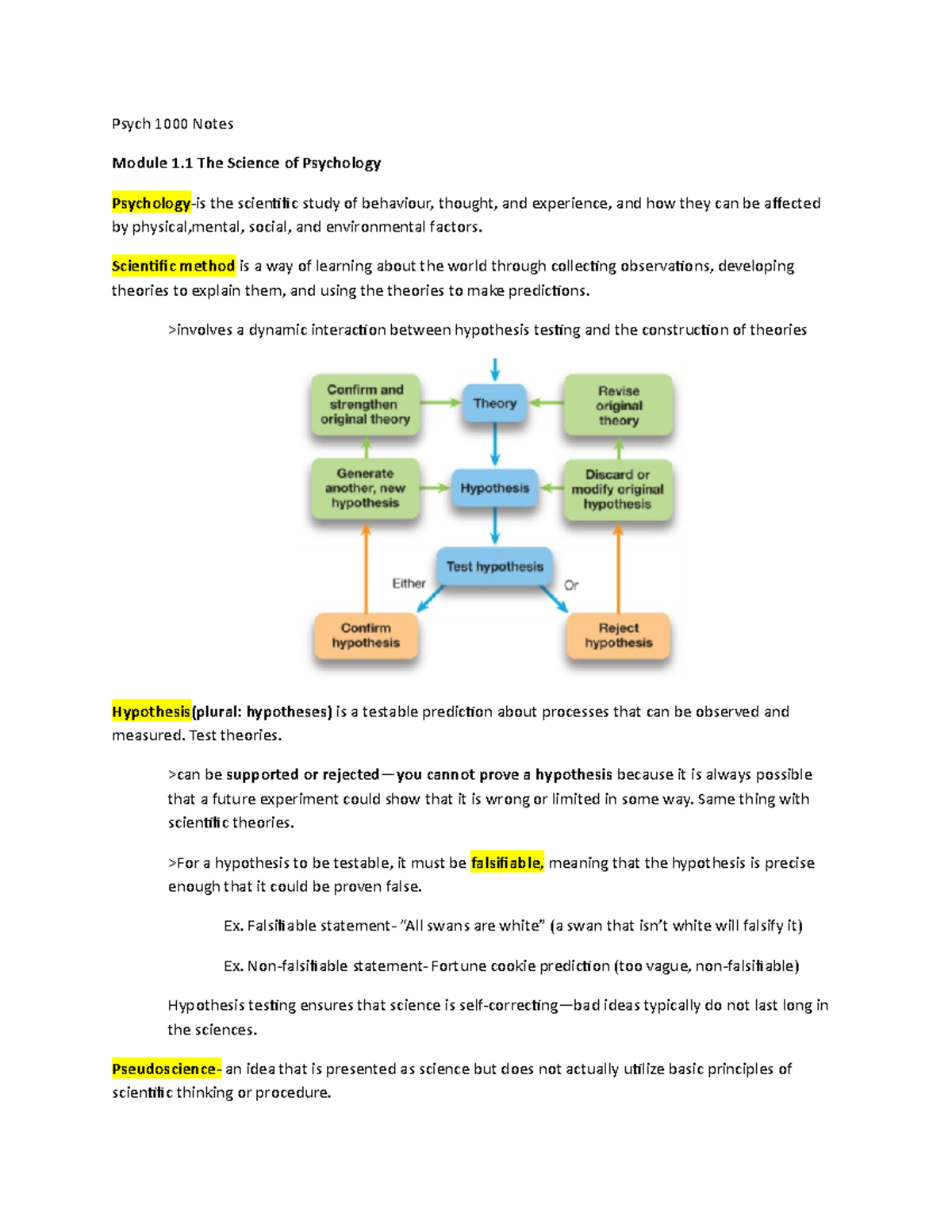 Psych 1000 Unit 1 Notes (31) - Psych 1000 Notes Module 1 The Science of ...