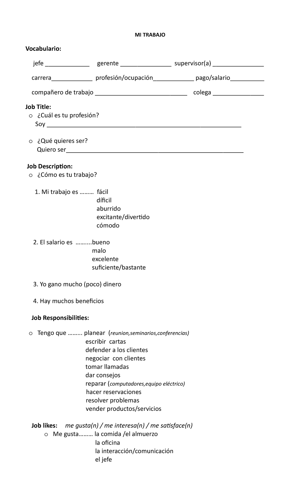Trabajo-Notesheet practice notes and work sheeet - Spanish - NCU - Studocu