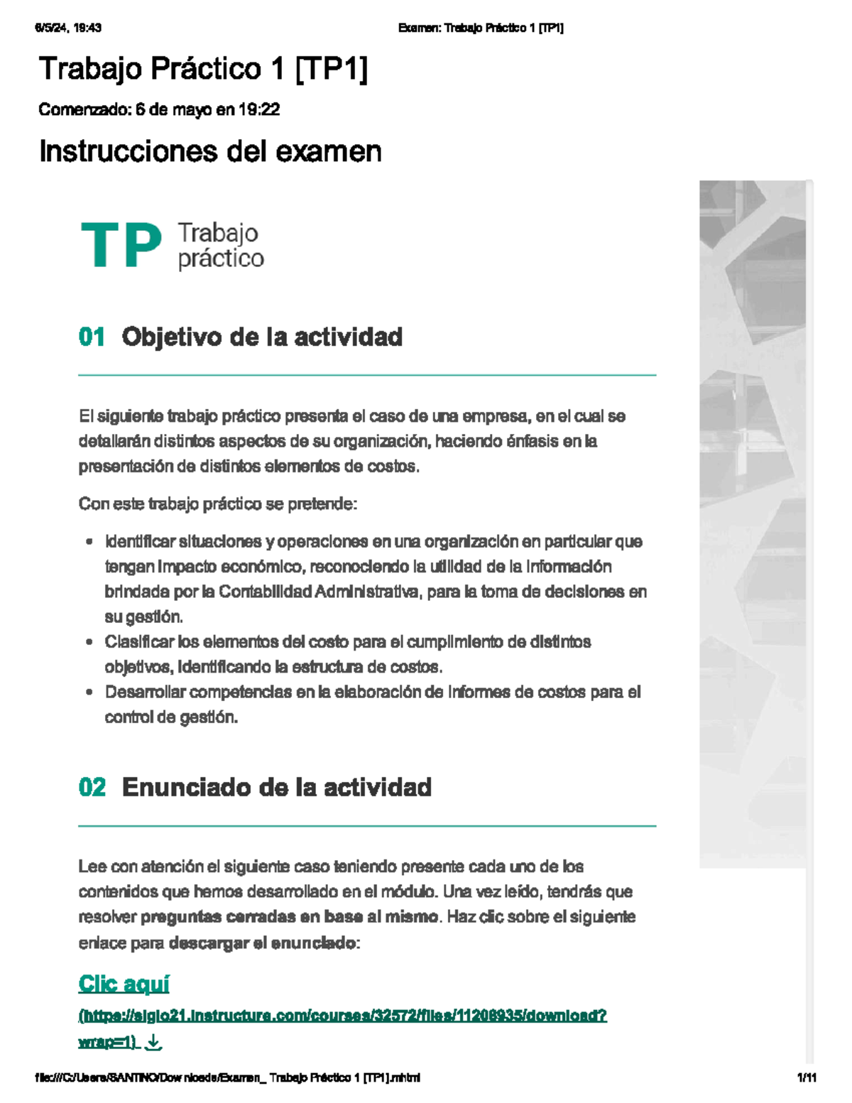 Tp1 contabilidad de costos - Studocu