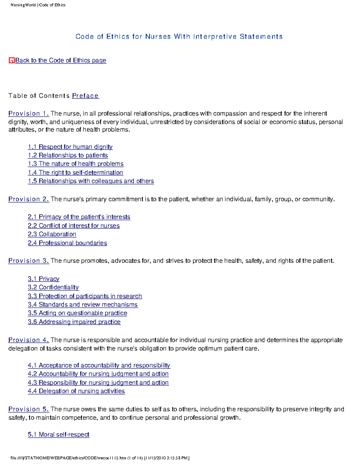 ANA code of ethics - Code of Et hic s for N urse s Wit h I nt e rpre t ...