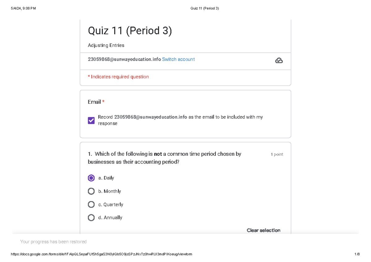 Quiz 11 (Period 3) - Light is incident on a double slit with a ...