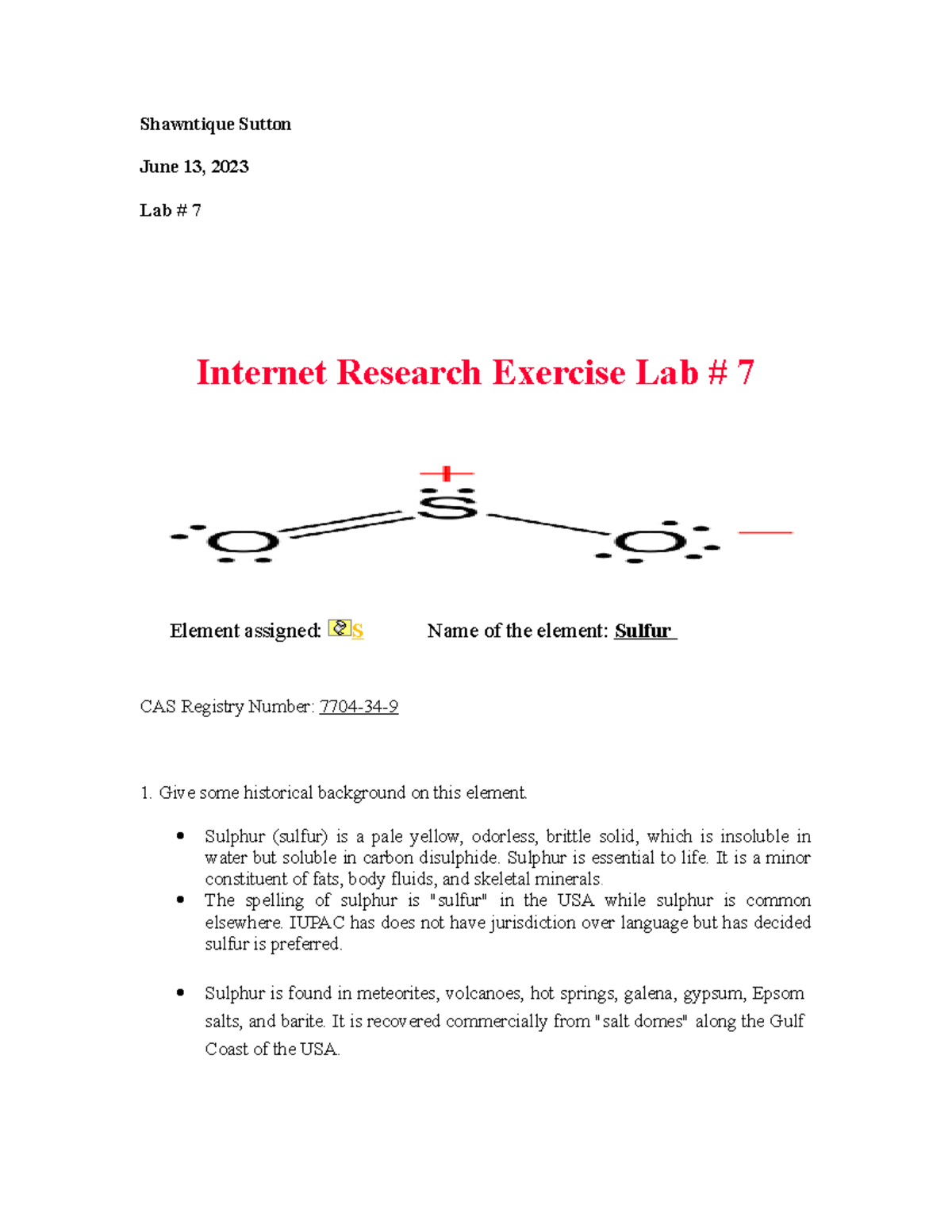 Internet Research Lab 7 - Shawntique Sutton June 13, 2023 Lab # 7 Internet Research Exercise Lab ...