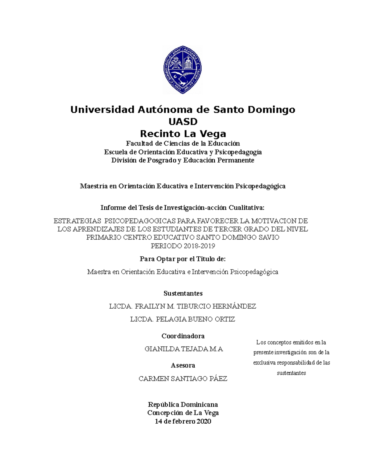 Maestria Orientacion - Universidad Autónoma de Santo Domingo UASD ...