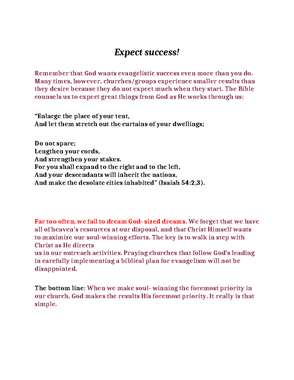 Expect success - Summary of experience - Expect success! Remember that ...