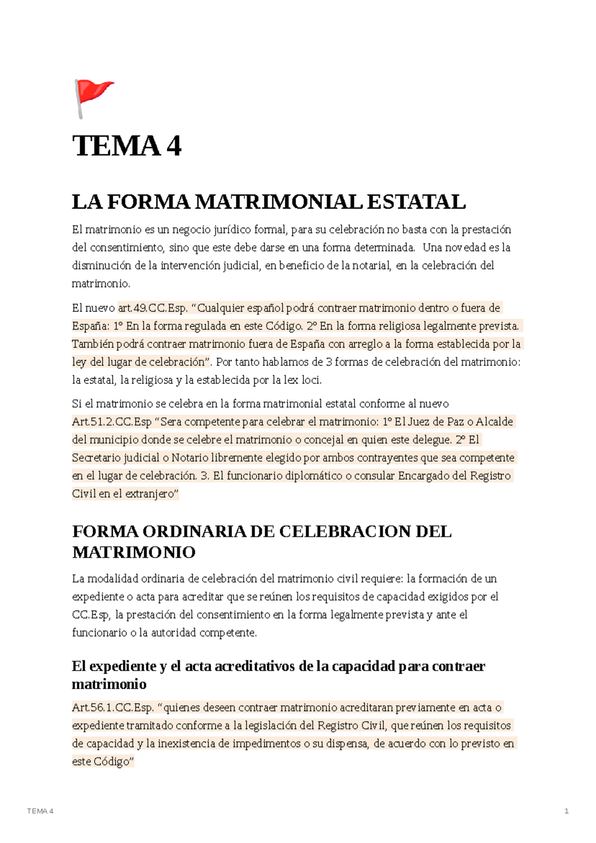 Derecho de Familia y Sucesiones T4 2023-2024 - 🚩 TEMA 4 LA FORMA ...