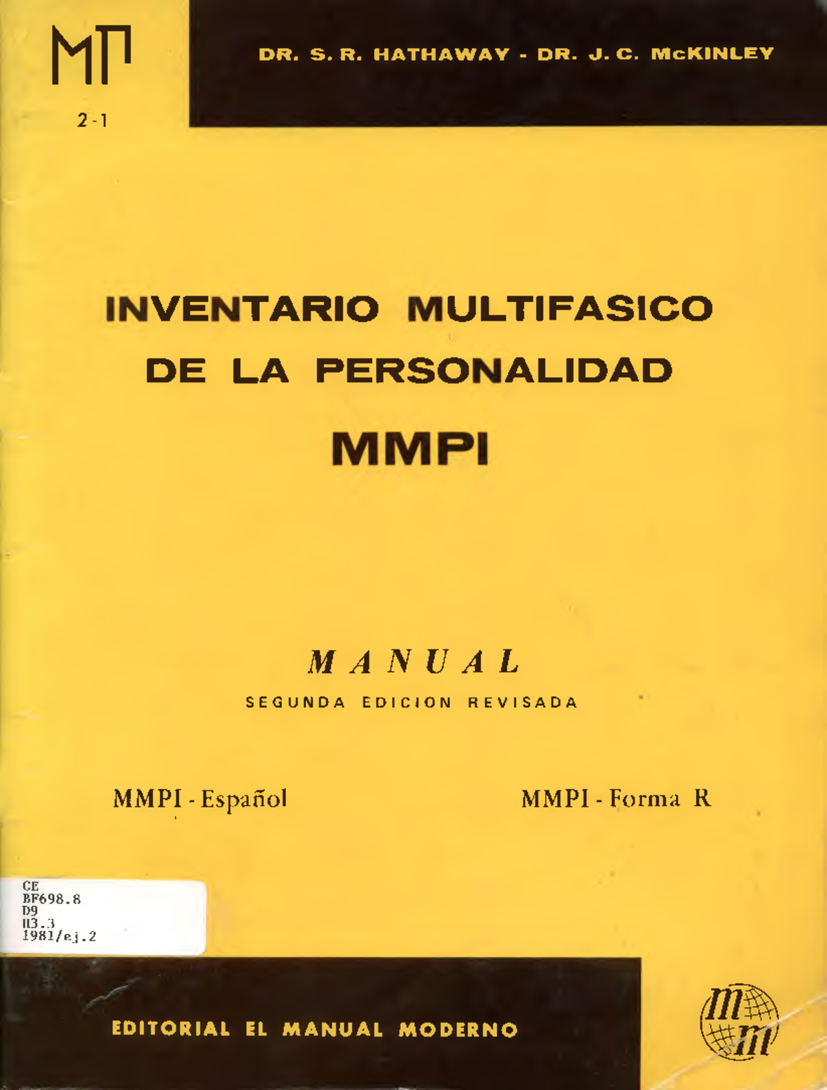 MMPI - Documento MMPI - Psicologia de la Salud - Studocu