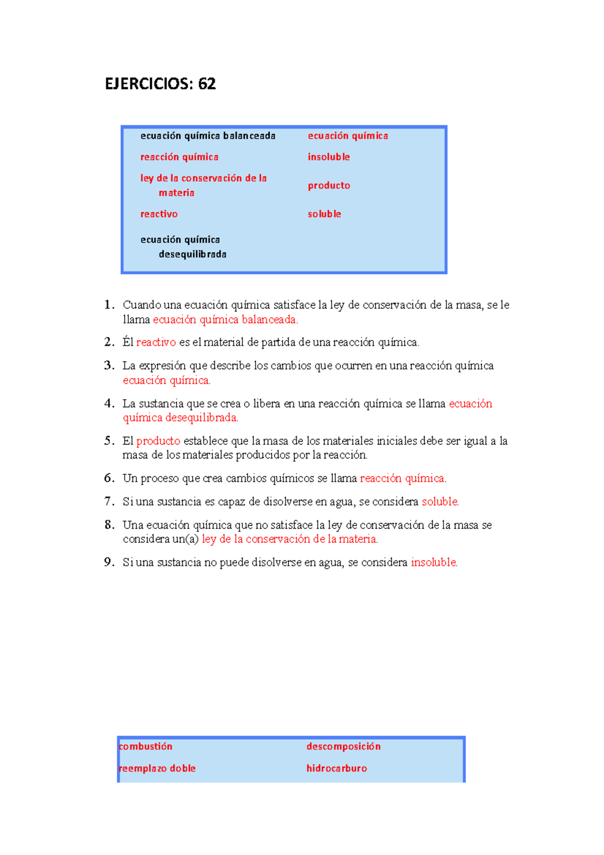 Profe pendejo.62 ejercicios (1) (1) - EJERCICIOS: 62 ecuación química balanceada ecuación ...