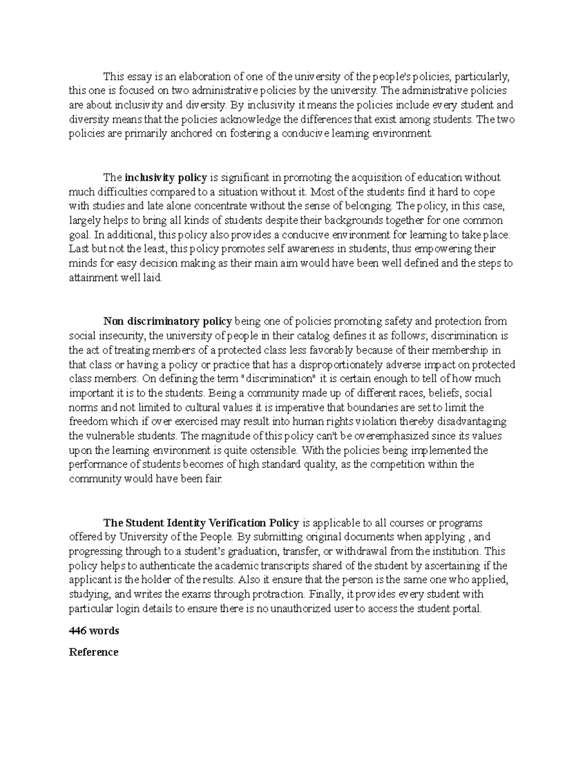 Uo People journal 2 - Essay - This essay is an elaboration of one of ...