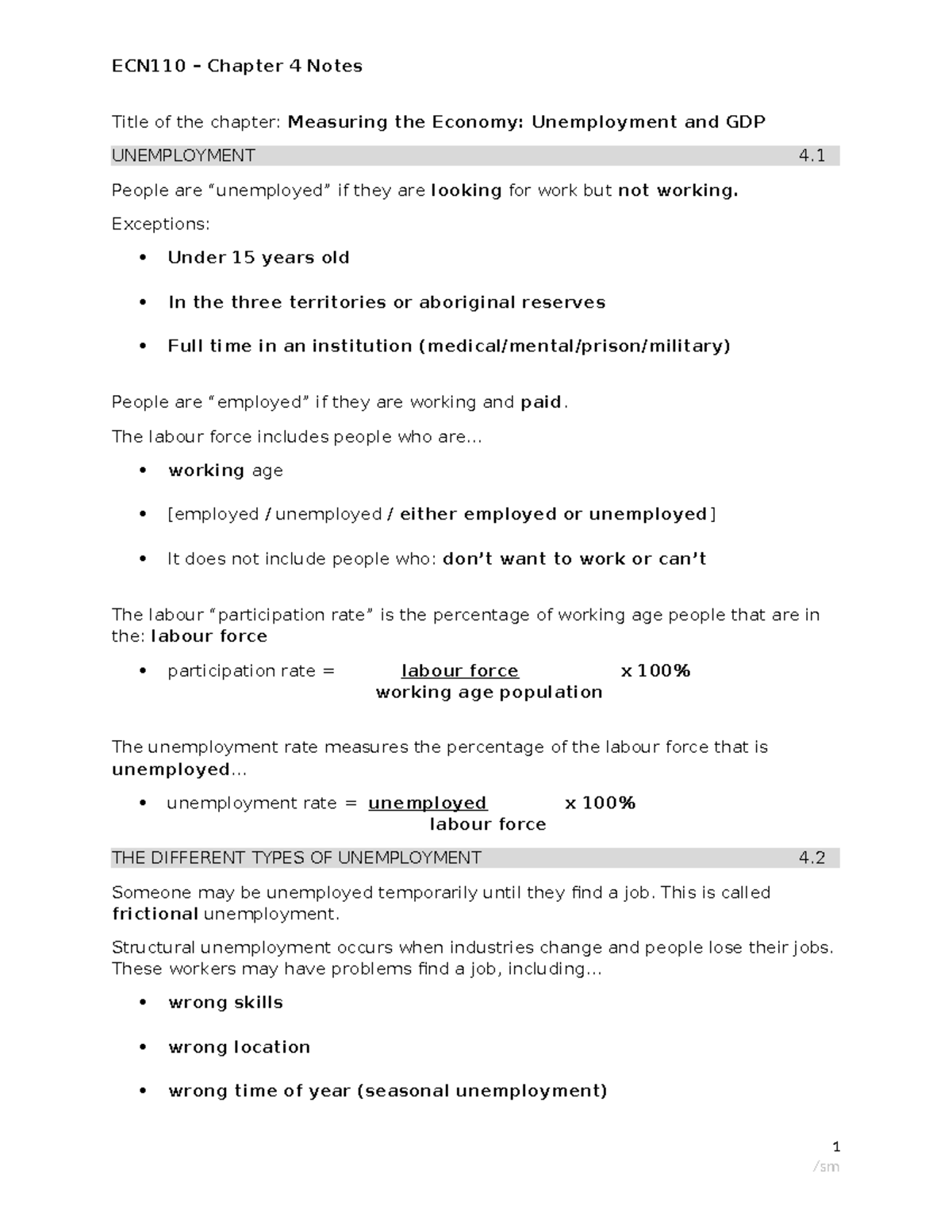 ECN110 ch04 Complete Notes Guide - Title of the chapter: Measuring the ...