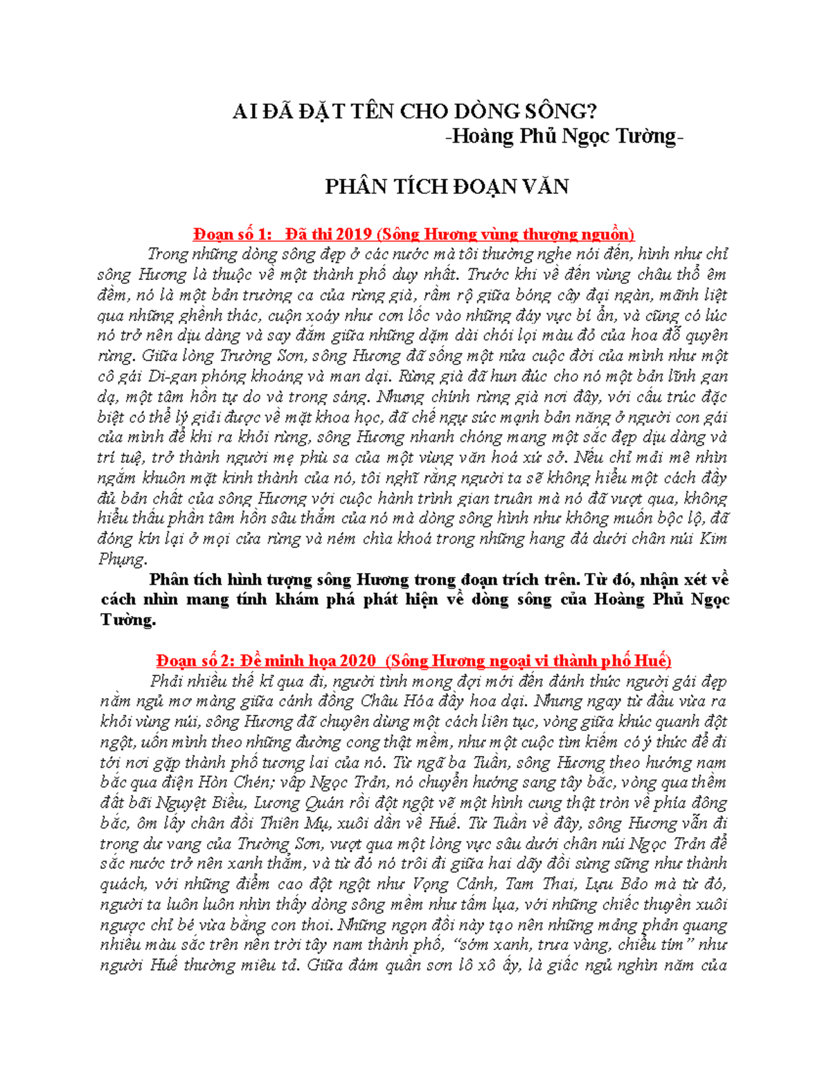 AI DA DAT TEN CHO DONG SONG - AI ĐÃ ĐẶT TÊN CHO DÒNG SÔNG? -Hoàng Phủ ...