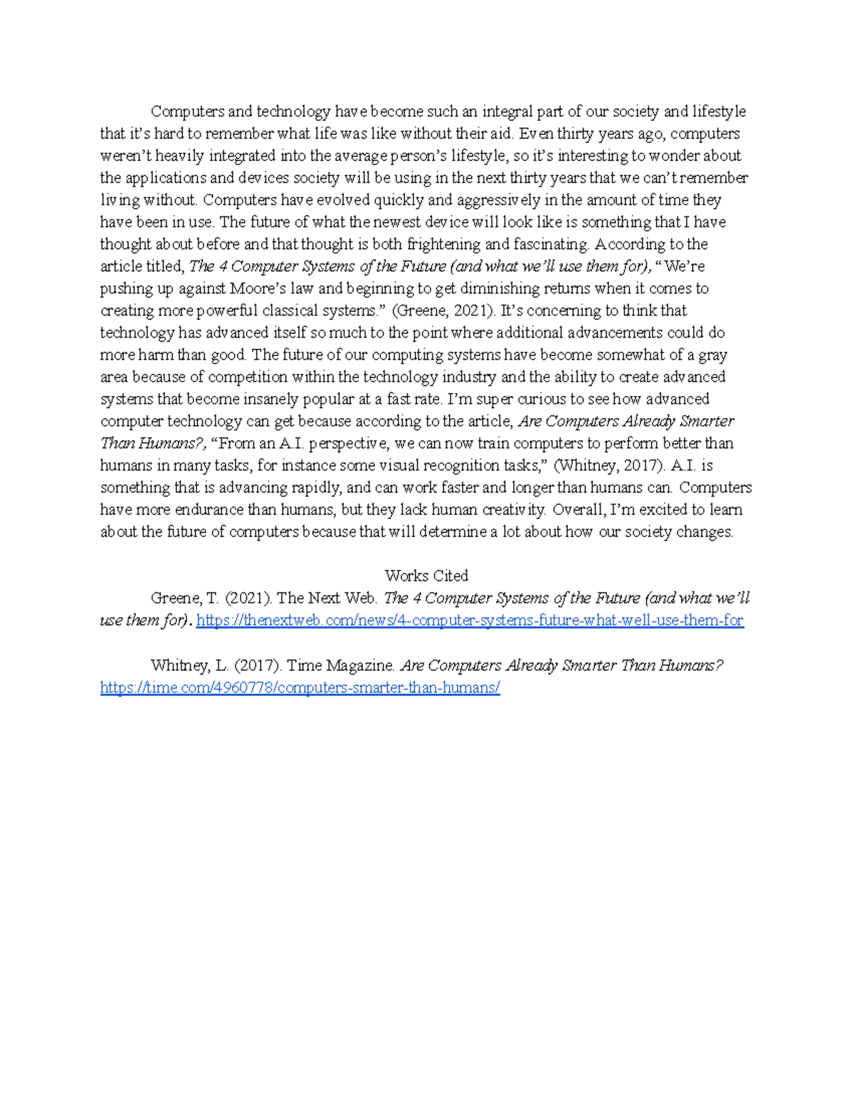 INFO 1101 week 2 reflection - Computers and technology have become such ...