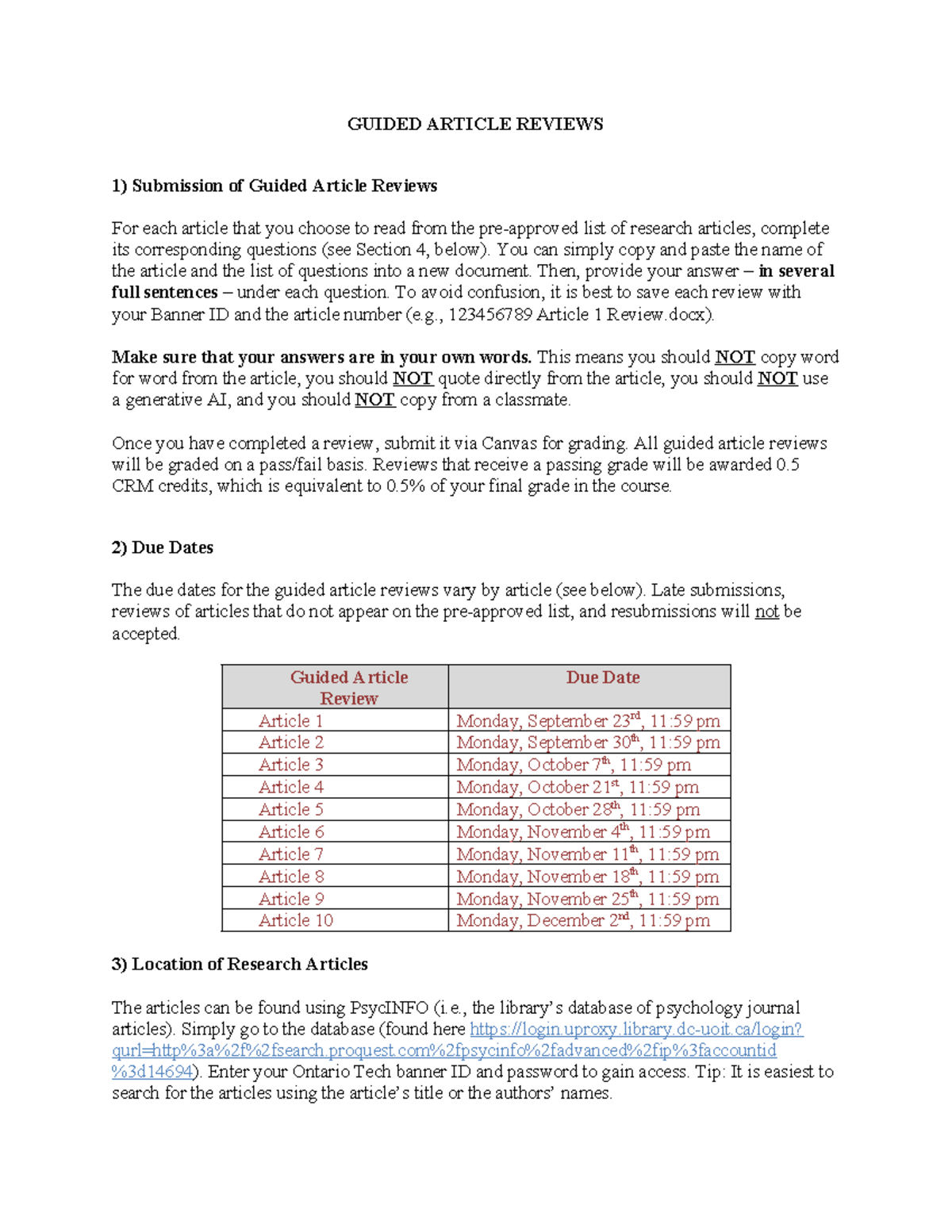 Guided Article Review Instructions, Article Information, and Questions ...