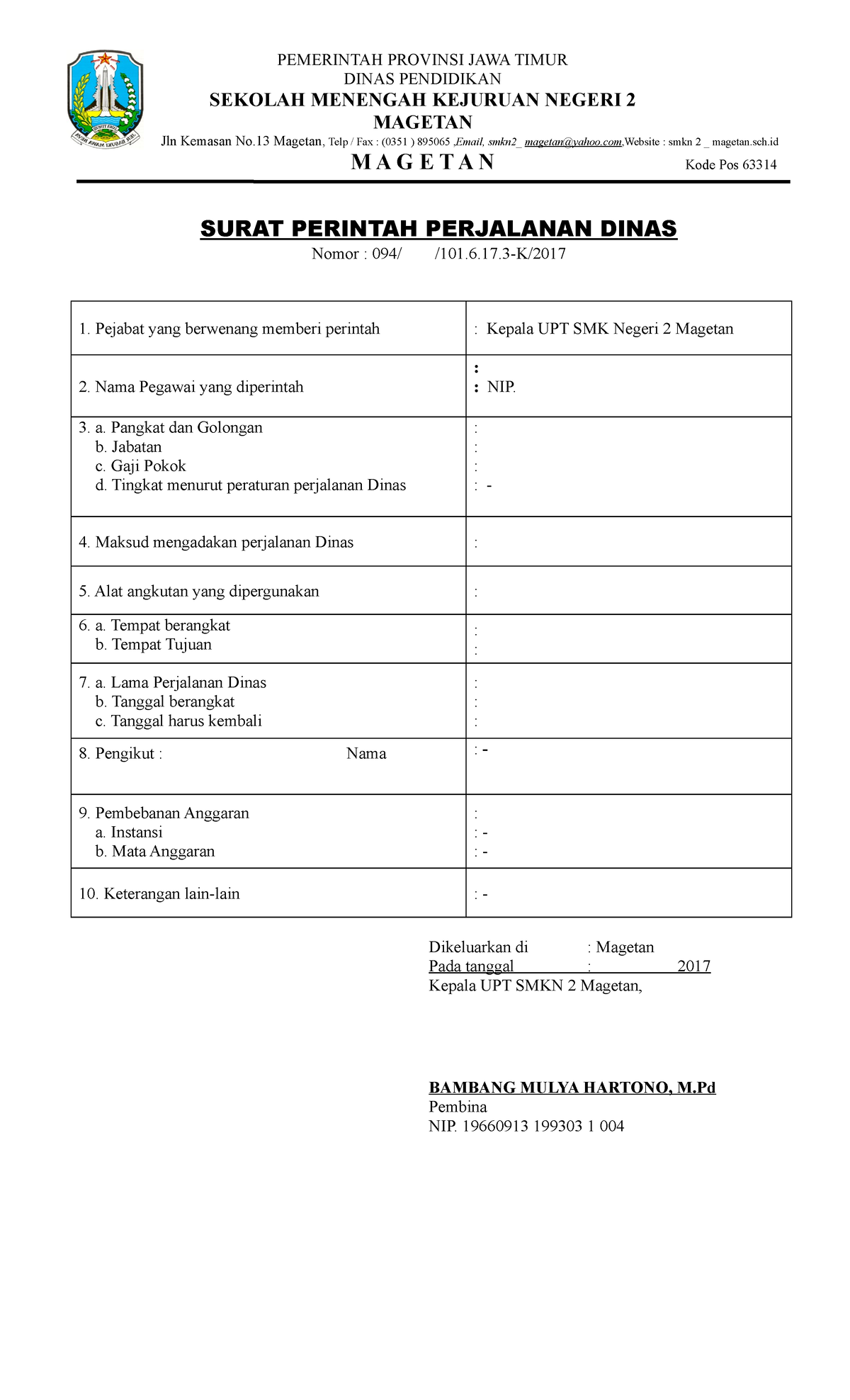 Contoh-SPPD-KS - the letter - SURAT PERINTAH PERJALANAN DINAS Nomor ...