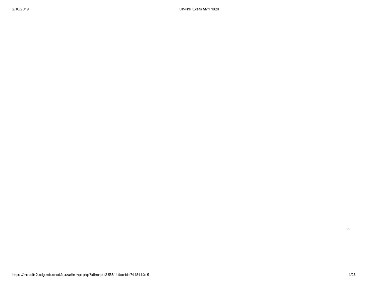 On-line Exam M71 1920 - aaaaa - Pregunta 1 No s'ha respost encara Sense ...