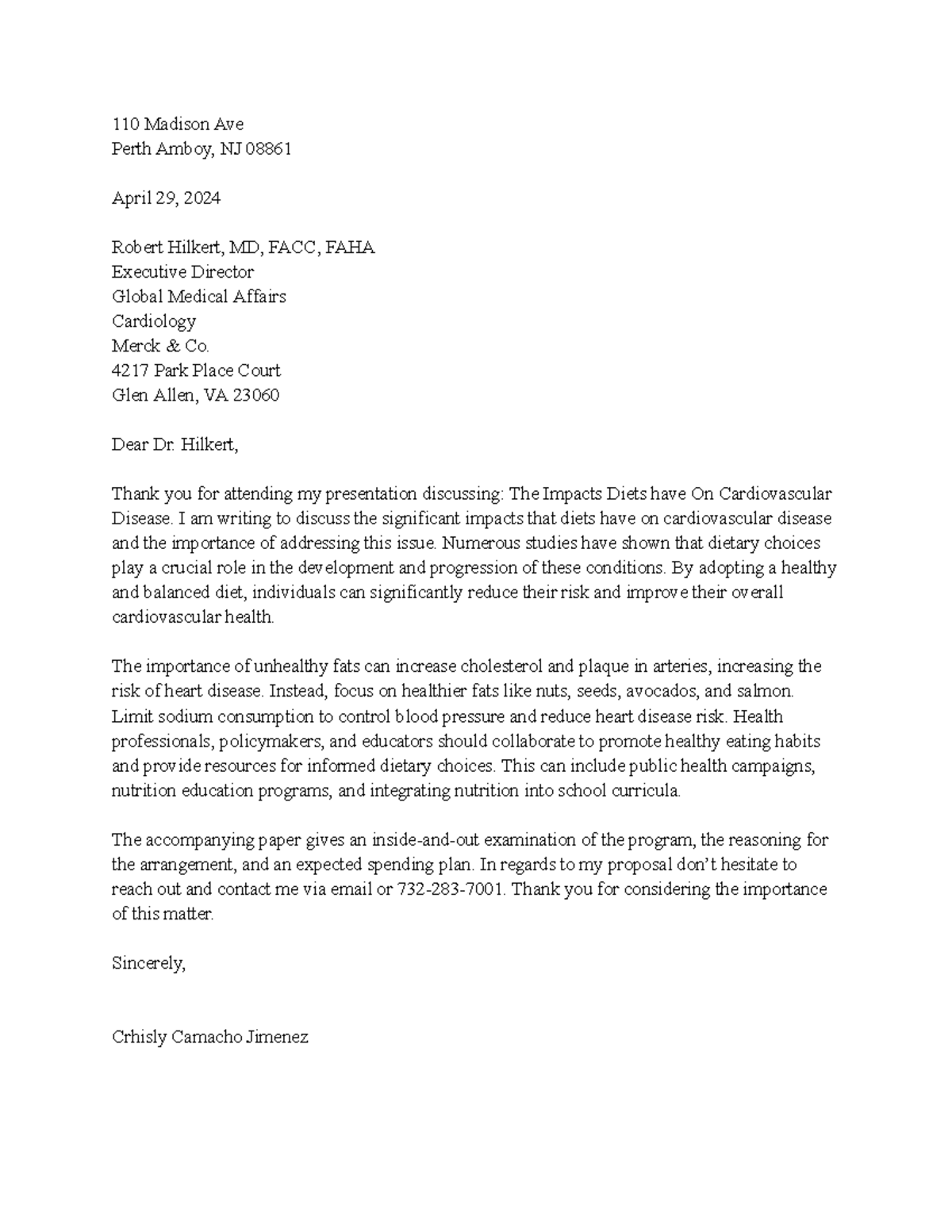 Final Draft of Proposal - 110 Madison Ave Perth Amboy, NJ 08861 April ...