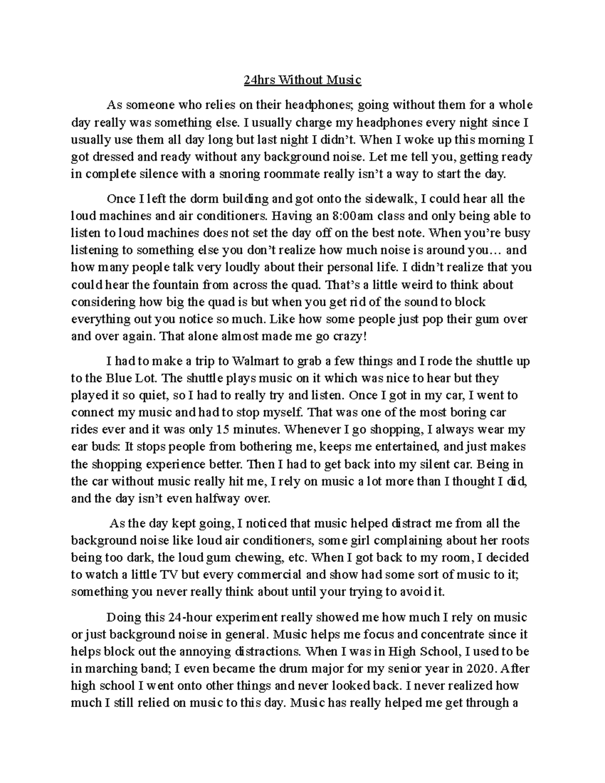 24hr No Music Paper- World Music - 24hrs Without Music As someone who ...