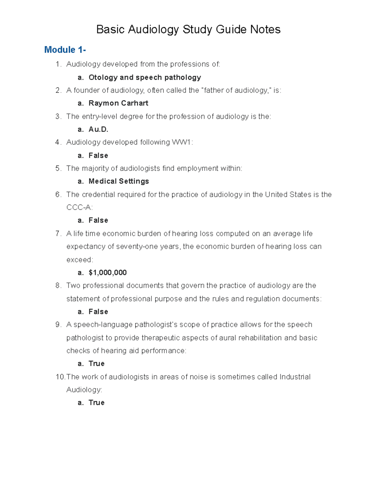 Basic Audiology Quiz Study Part 1 - Basic Audiology Study Guide Notes ...
