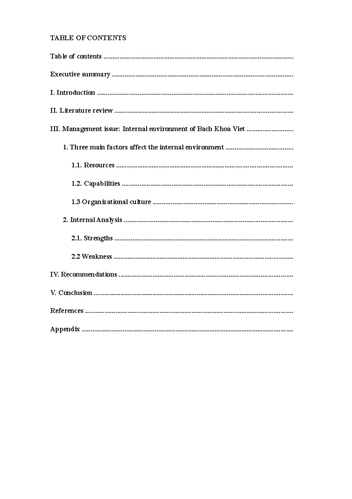 Bach Khoa Viet - Grade: 7 - TABLE OF CONTENTS Table of contents - Studocu